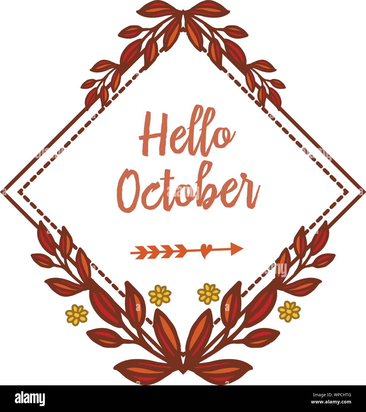 Concept background hello october, with beautiful leaf frame. Vector ...