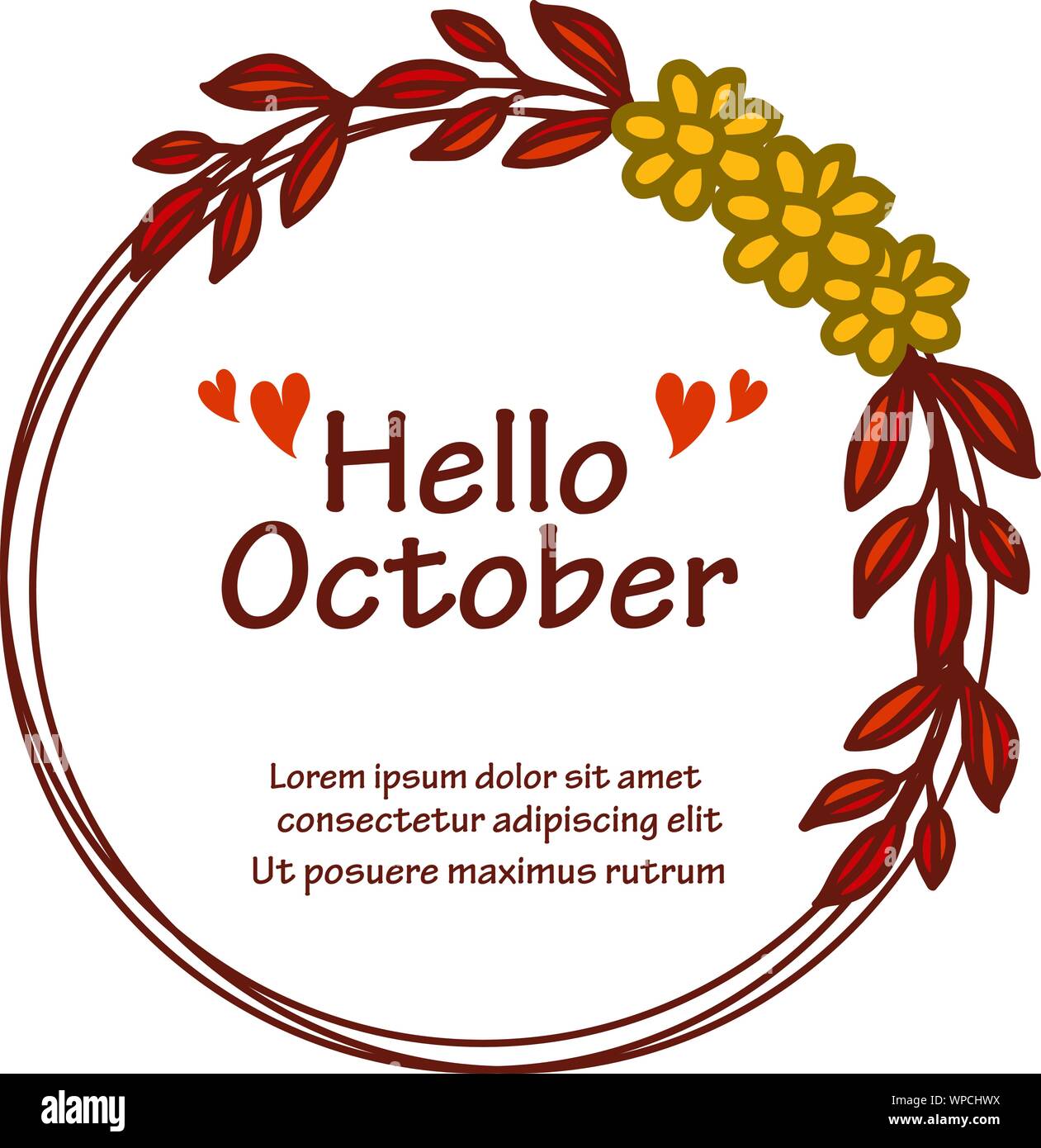 Concept background hello october, with beautiful leaf frame. Vector ...