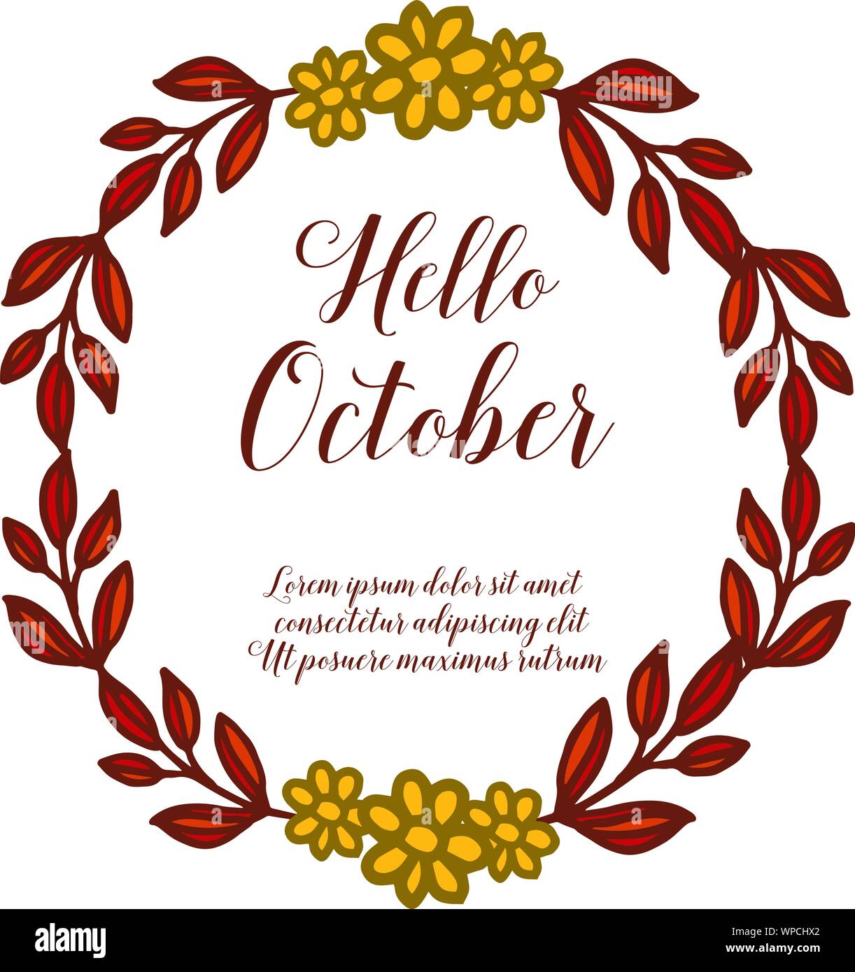 Concept background hello october, with beautiful leaf frame. Vector ...