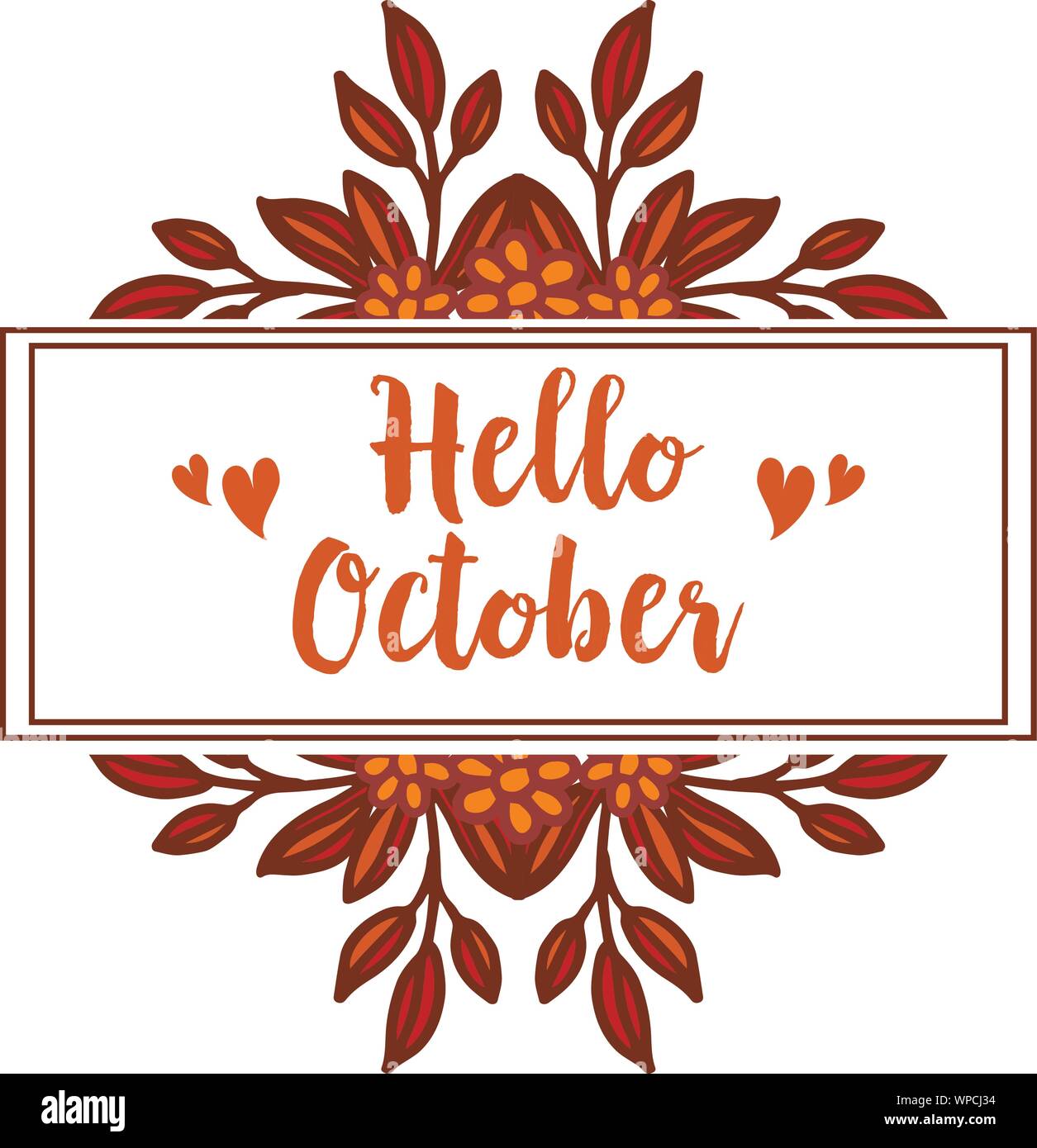 Banner lettering of hello october, isolated on white background, with ...