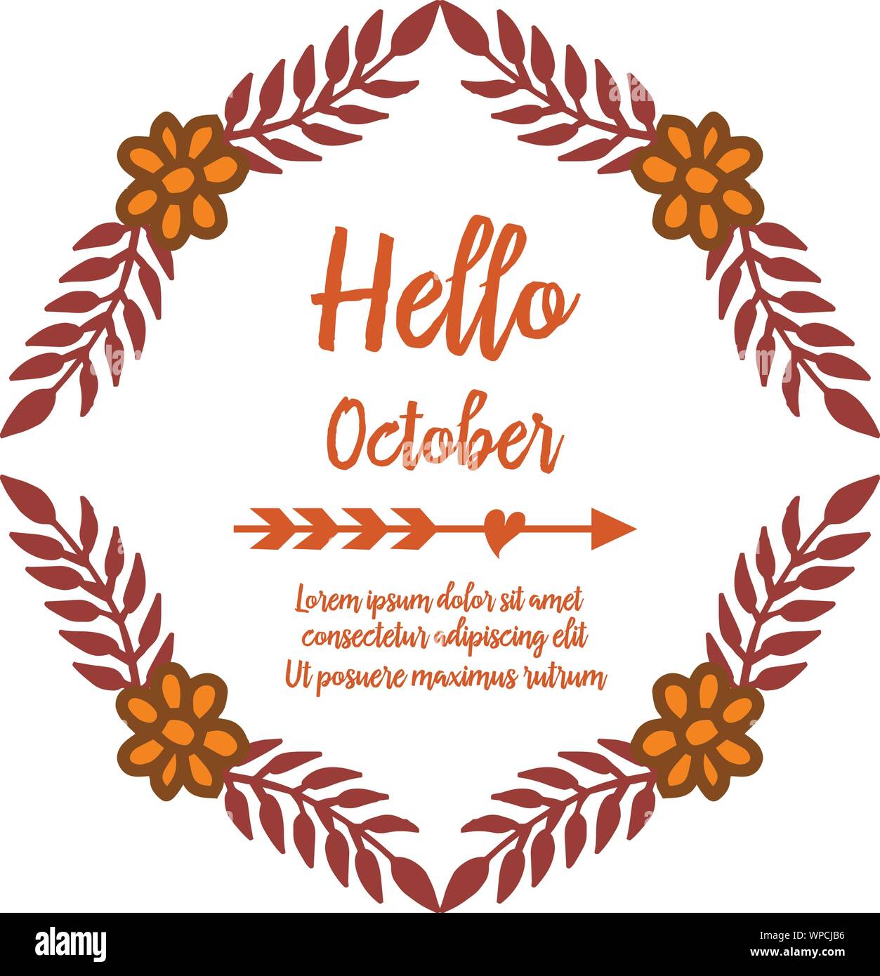 Template poster text of hello october, wallpaper beautiful leaf flower ...