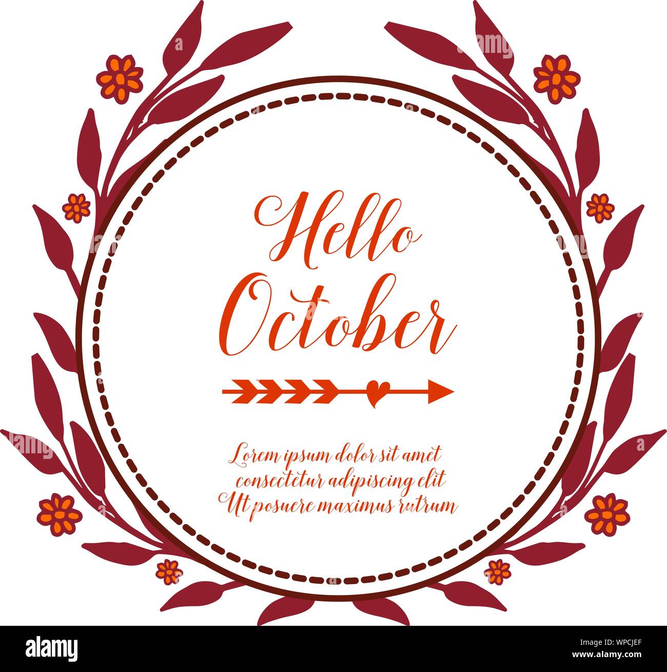Template poster text of hello october, wallpaper beautiful leaf flower ...