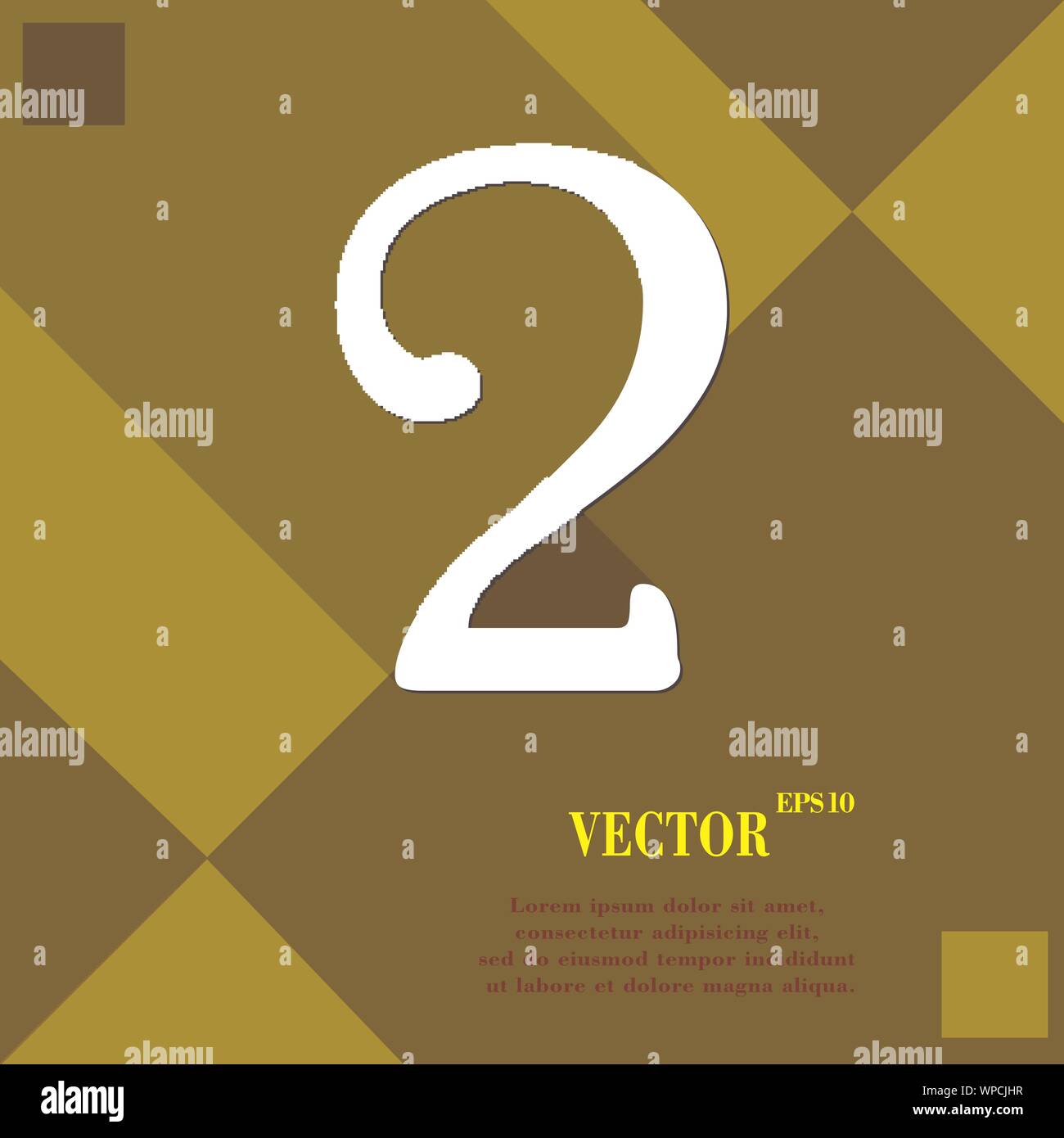 number two icon symbol Flat modern web design with long shadow and ...