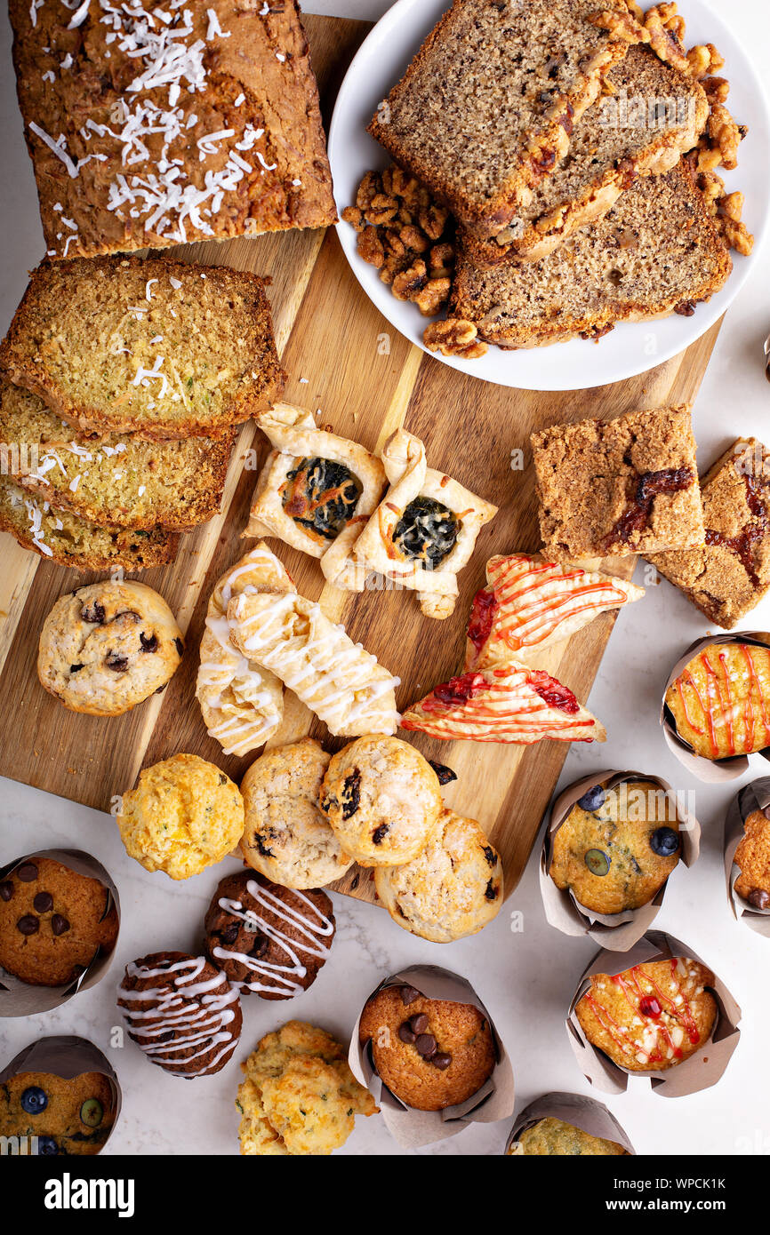 Variety of small pastries for breakfast Stock Photo - Alamy