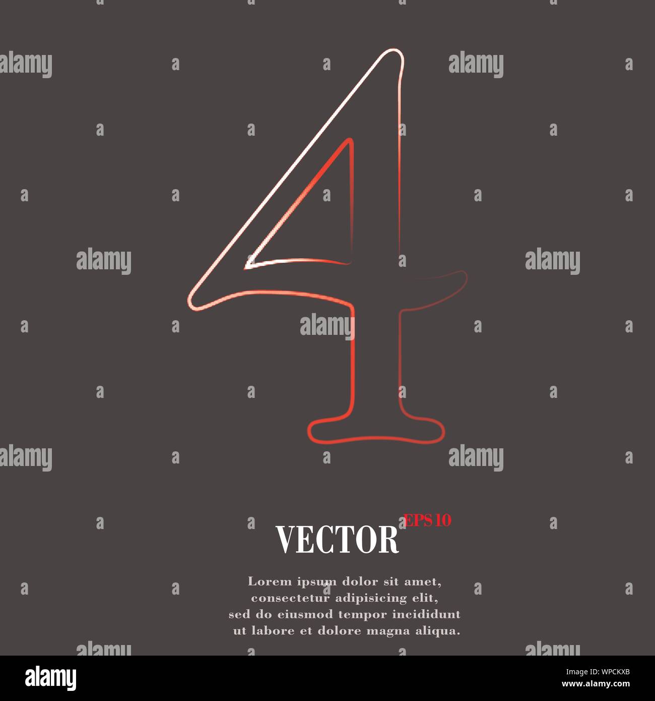 number four icon symbol Flat modern web design with long shadow and ...