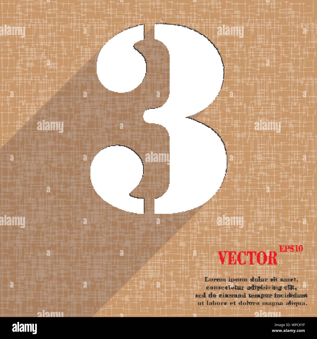 number three icon symbol Flat modern web design with long shadow and ...