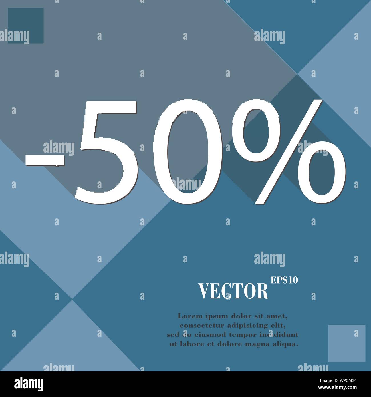 50 percent discount icon symbol Flat modern web design with long shadow ...
