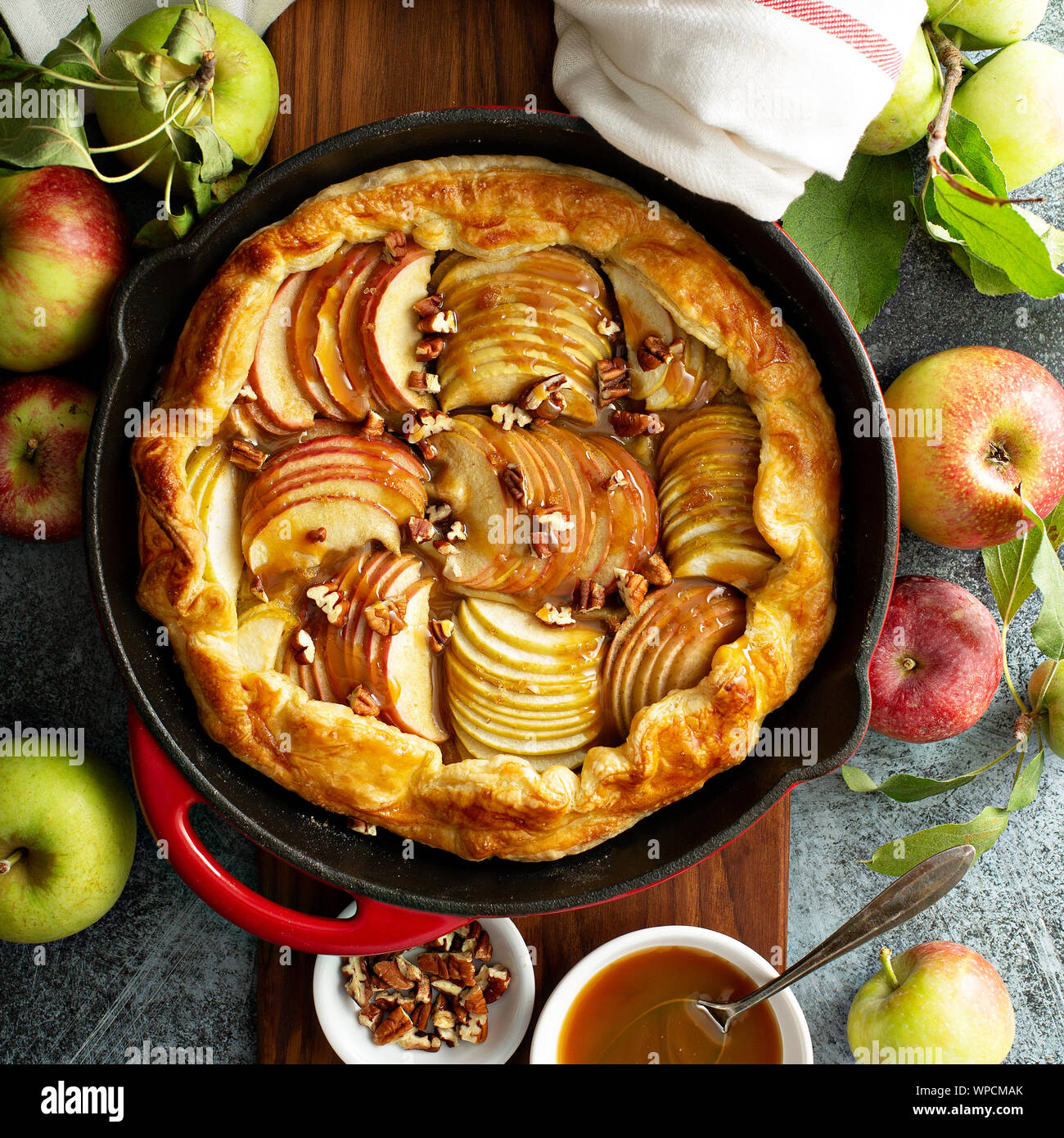 Apple galette in a cast iron pan Stock Photo - Alamy