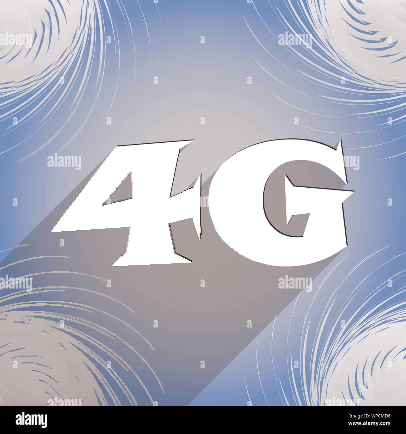 4G icon symbol Flat modern web design with long shadow and space for ...