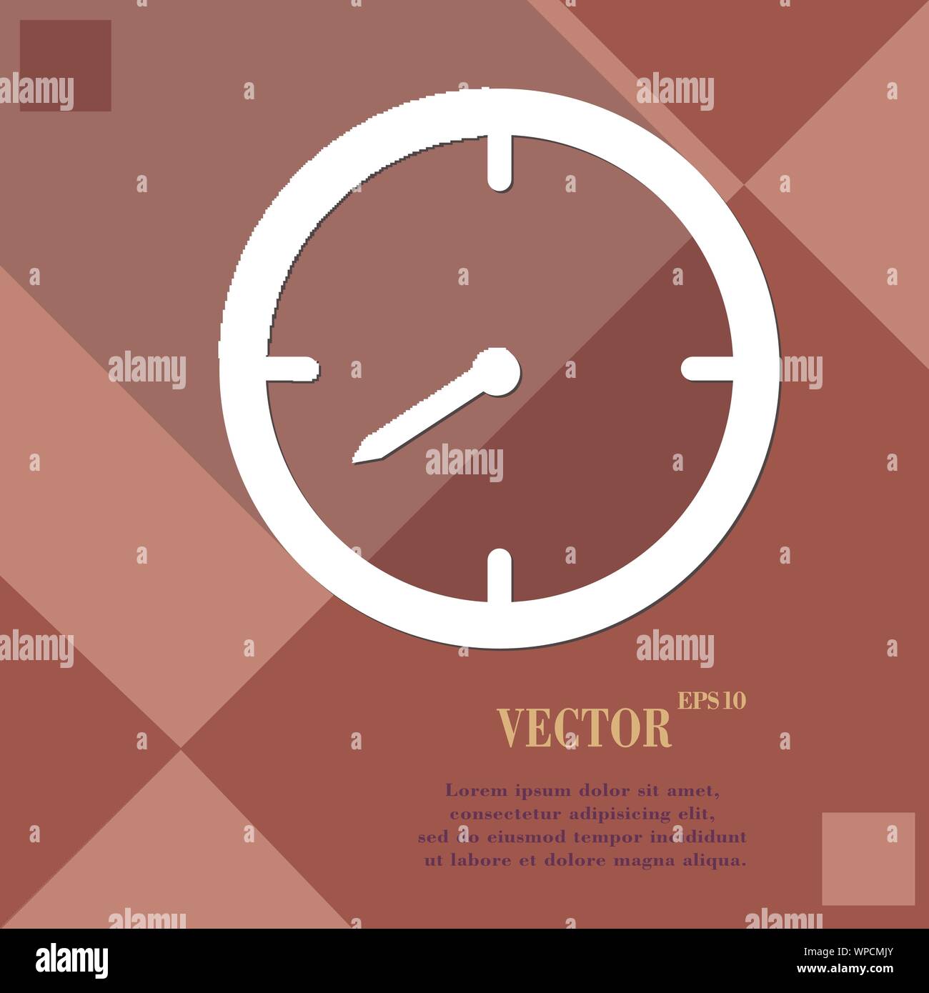 Timer icon symbol Flat modern web design with long shadow and space for ...