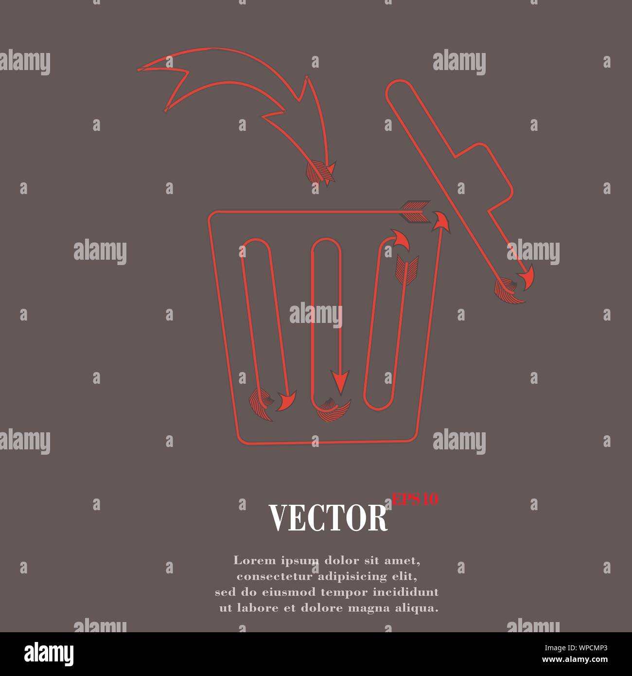 Trash bin. Flat modern web button and space for your text Stock Vector ...