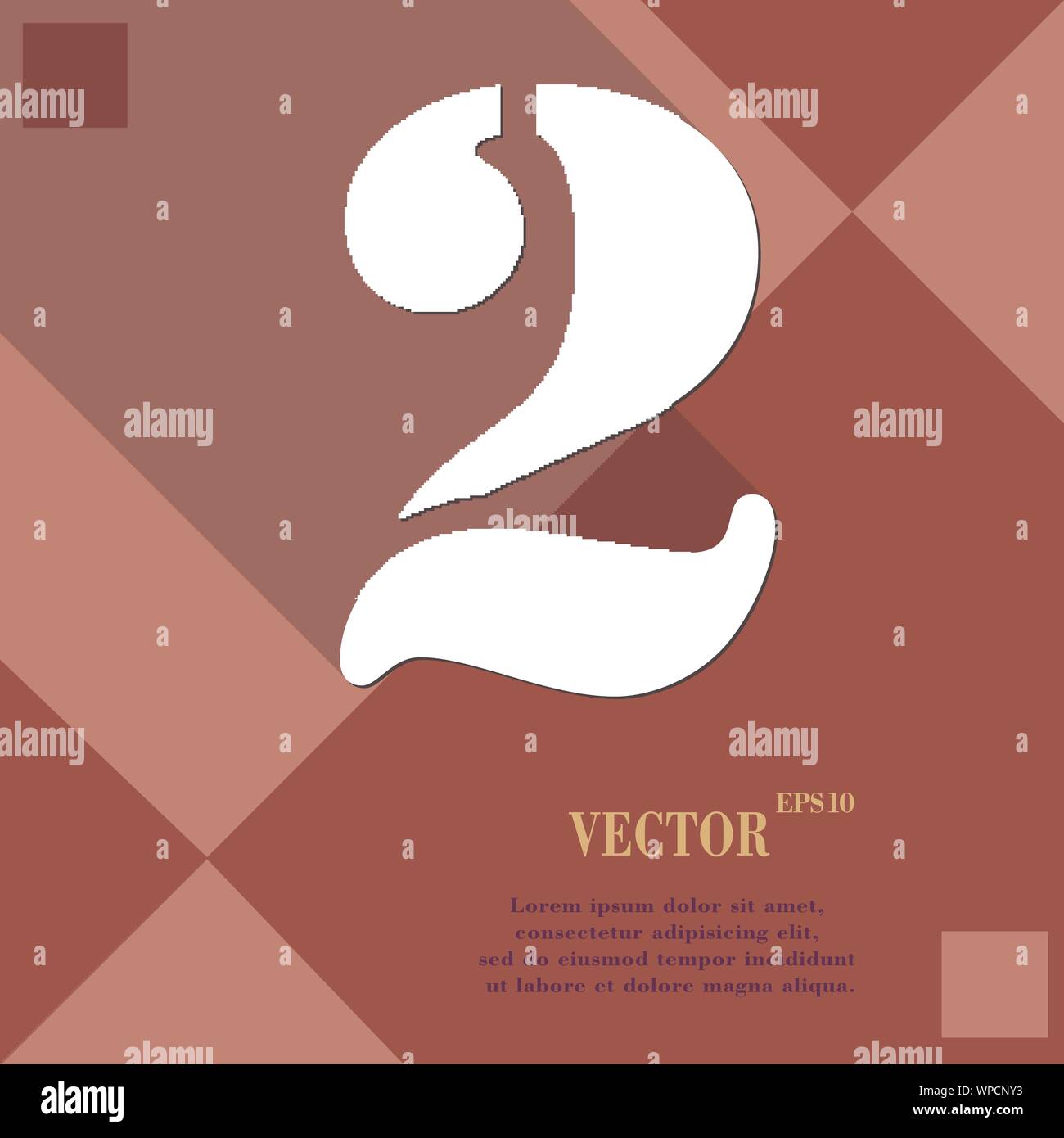 number two icon symbol Flat modern web design with long shadow and ...