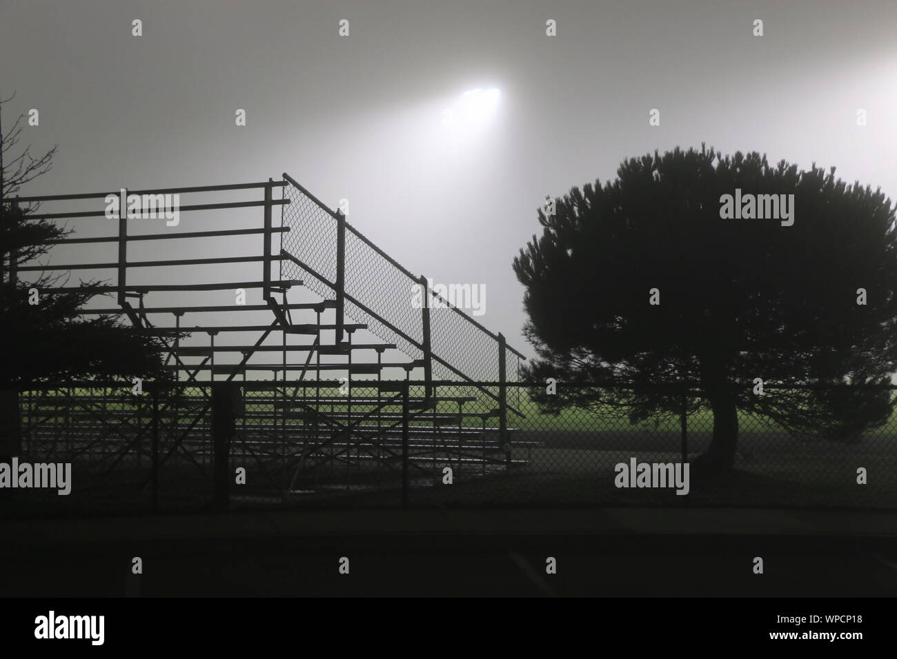 Foggy Football Field At Night