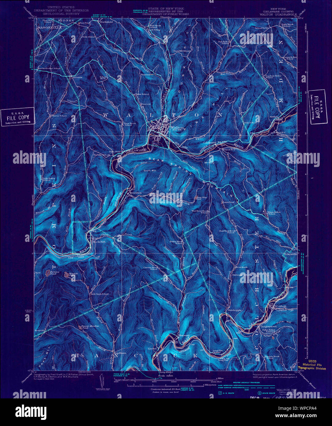 Map of walton new york hi-res stock photography and images - Alamy