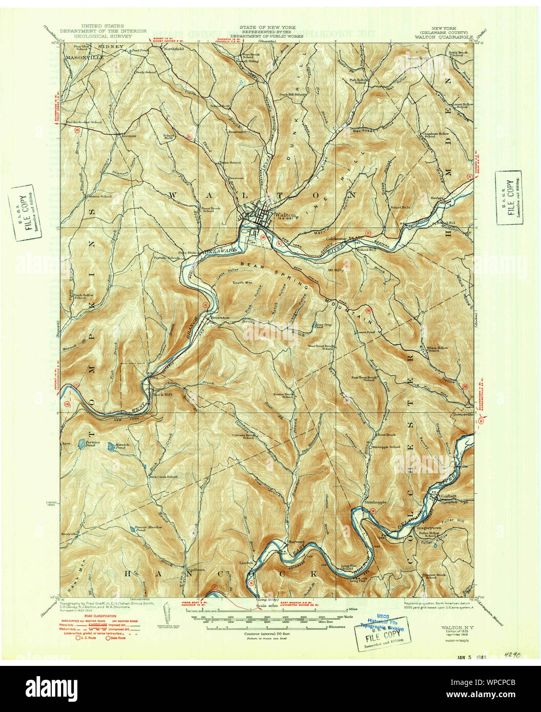 Map of walton new york hi-res stock photography and images - Alamy