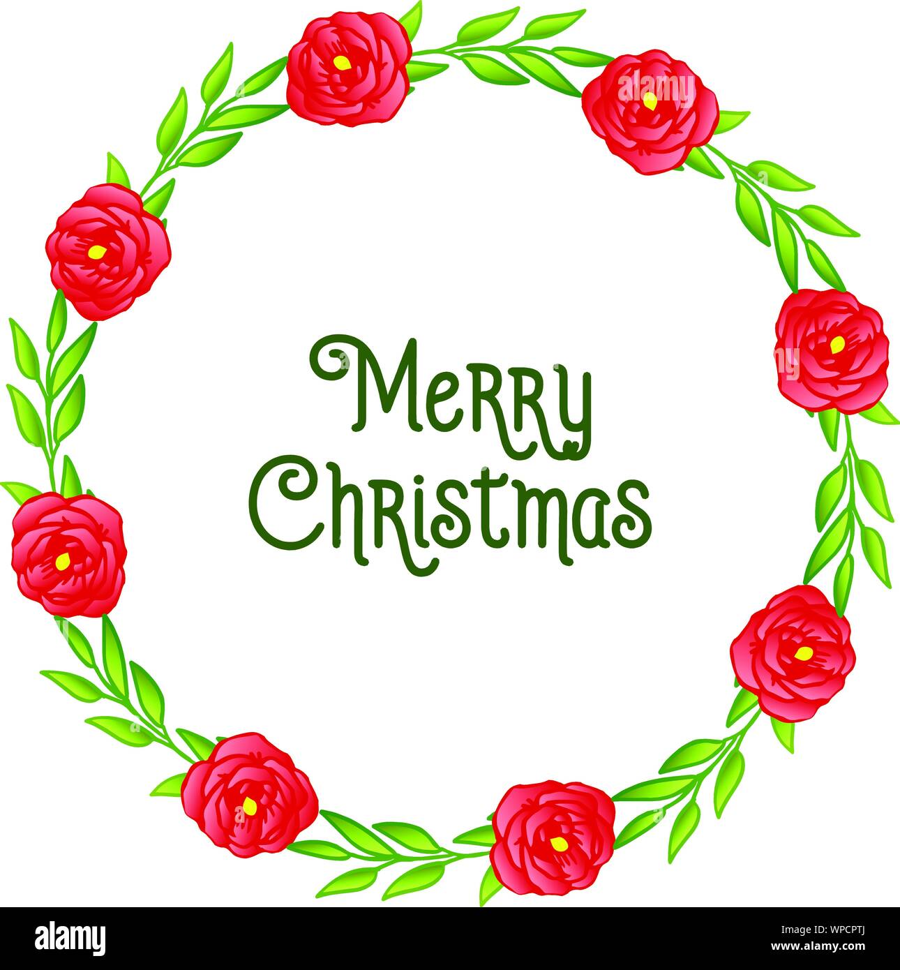 Poster design element of merry christmas, with ornament of red rose ...