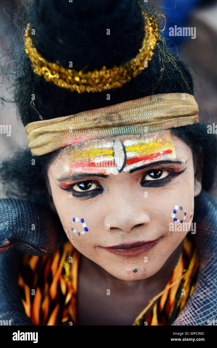 A young boy dressed as lord Shiva in Varanasi, India Stock Photo - Alamy