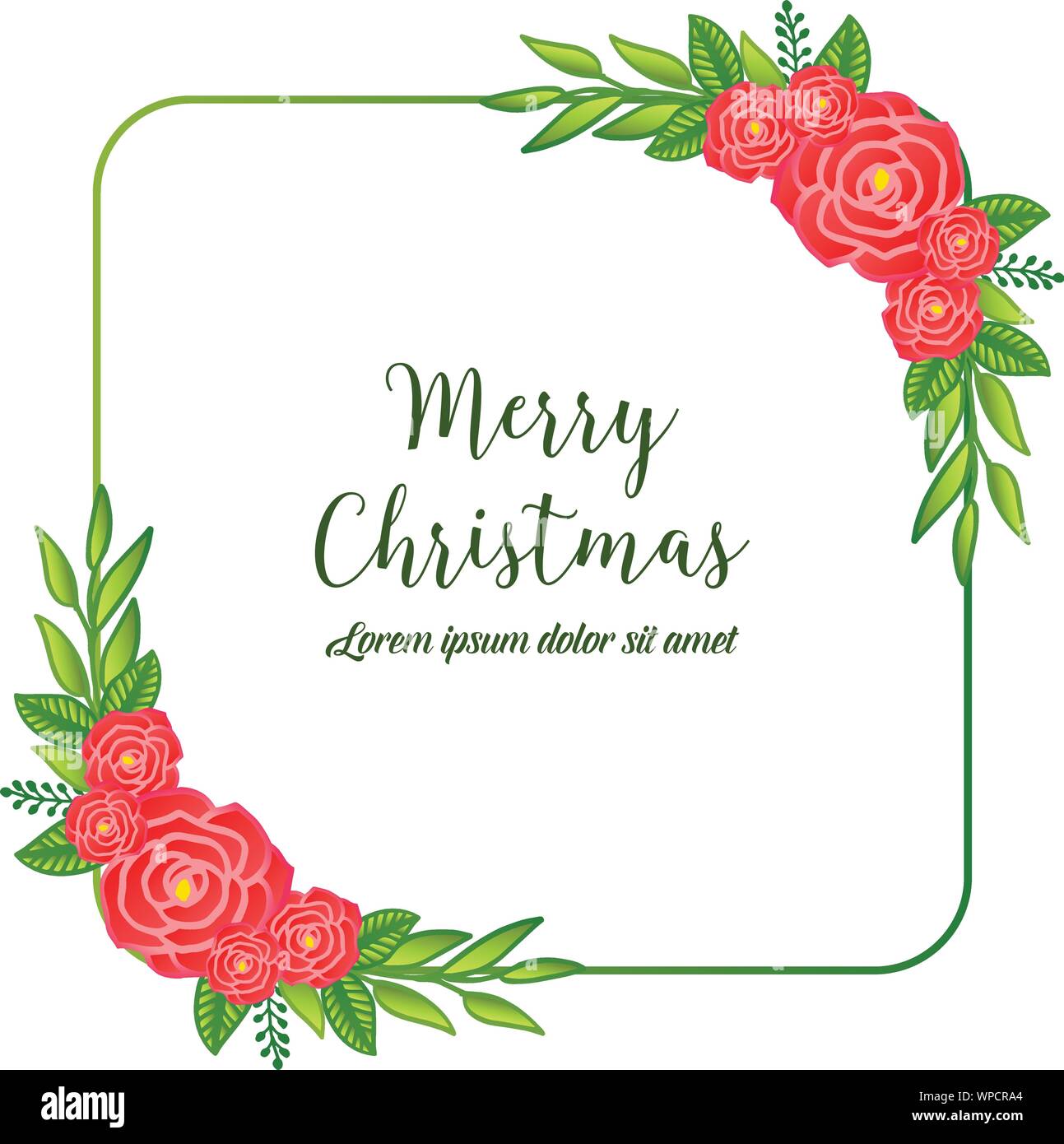 Merry christmas, with vintage rose flower frame background. Vector ...