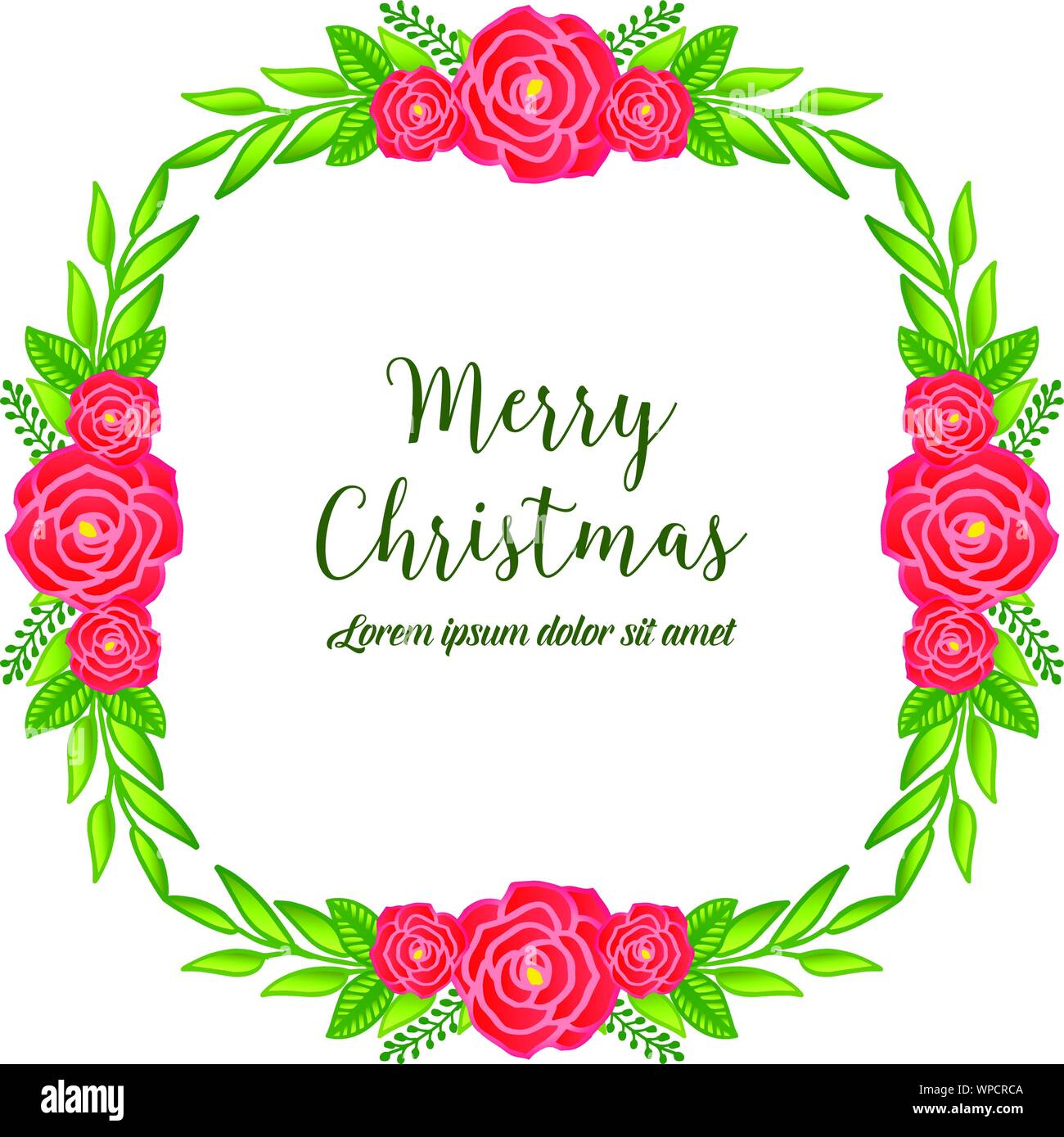 Merry christmas, with vintage rose flower frame background. Vector ...