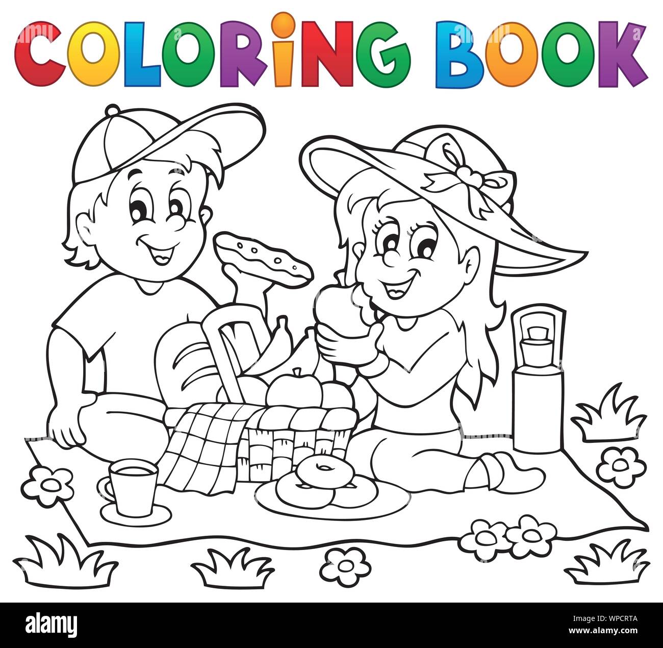 Coloring book picnic theme 1 Stock Vector Image & Art - Alamy