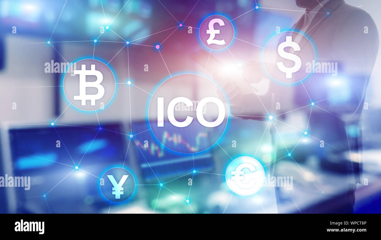 ICO - Initial coin offering, Blockchain and cryptocurrency concept on ...