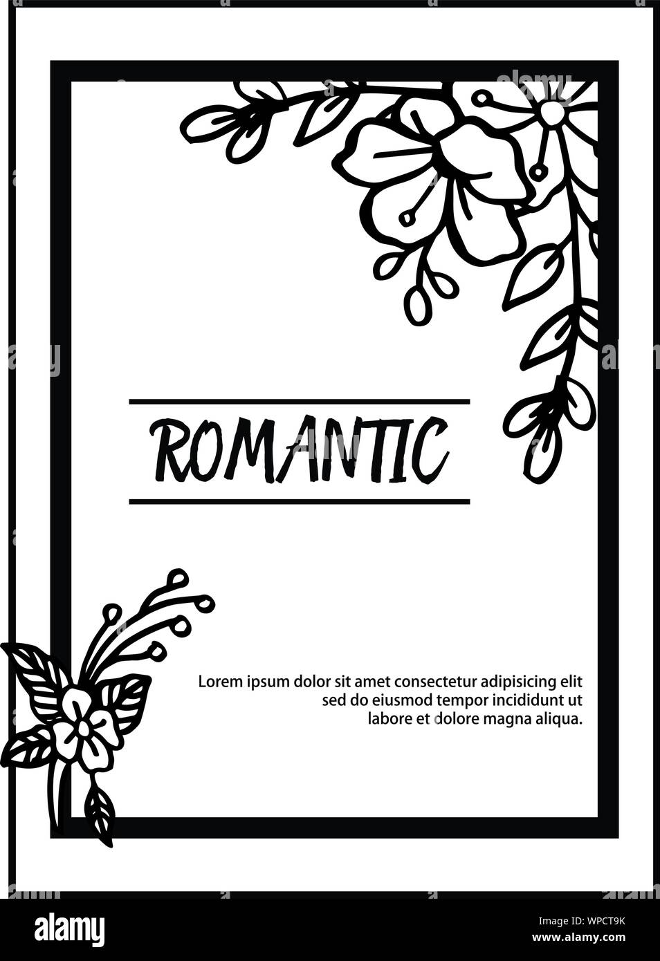 Various banner romantic with design plant of leaf flower frame ...
