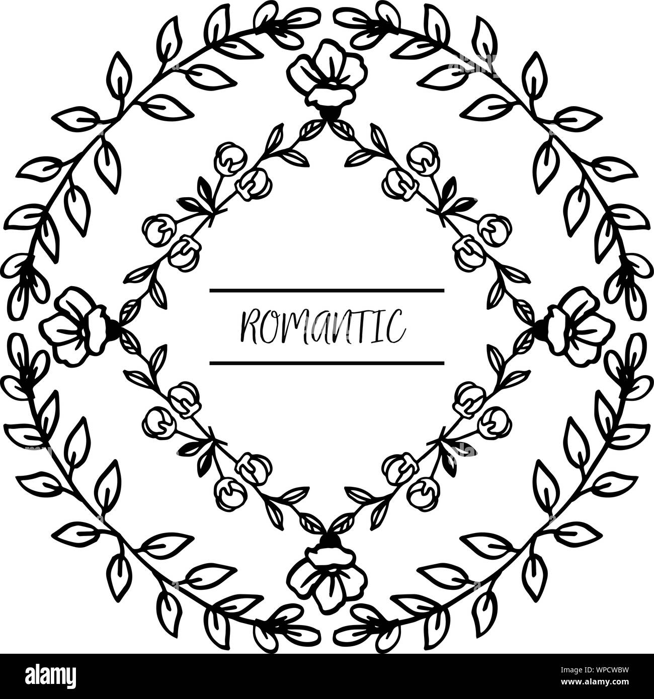 Drawing artwork of flower frame, for design elegant of card romantic ...