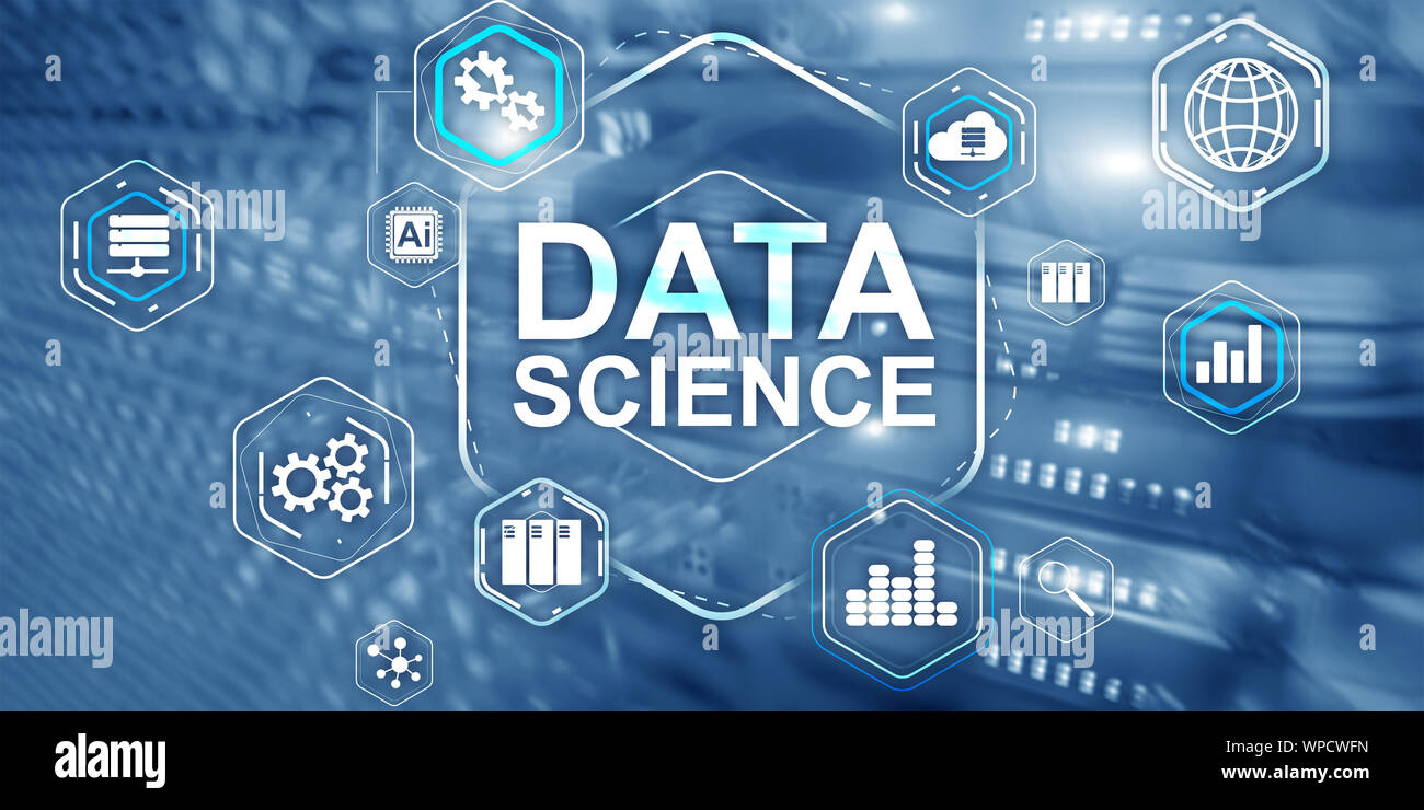 Big Data science analysis information technology concept. Server room ...