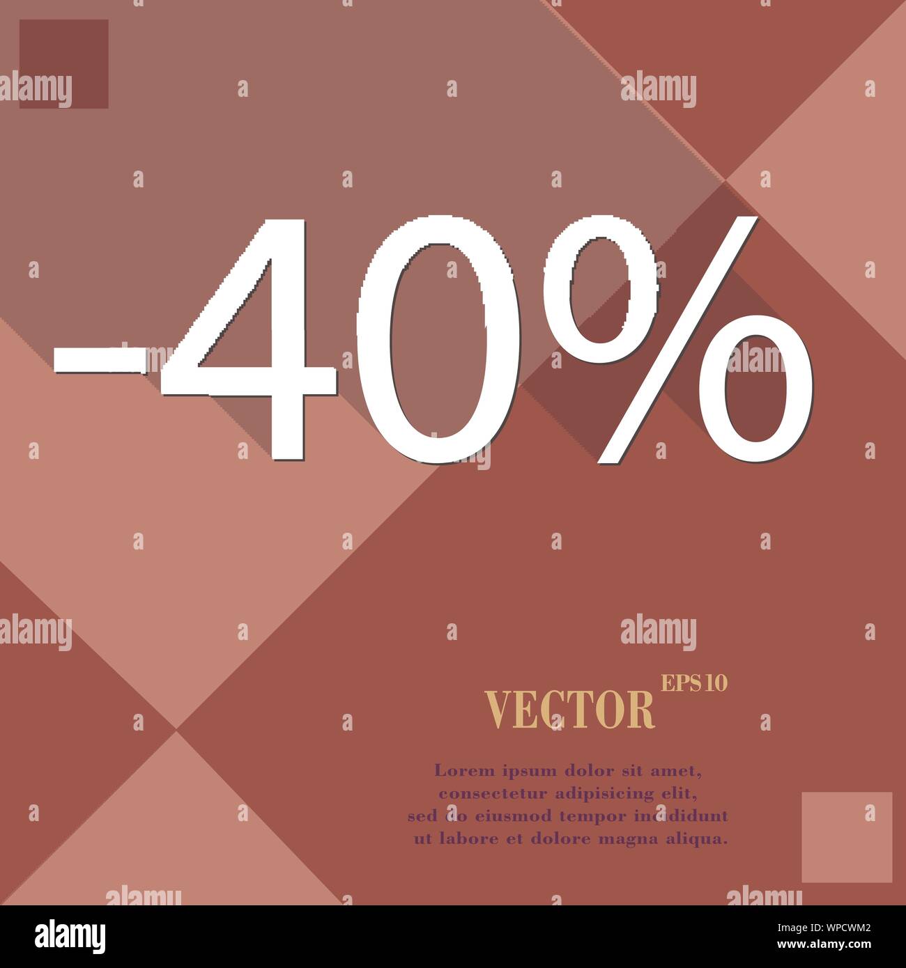 40 percent discount icon symbol Flat modern web design with long shadow ...