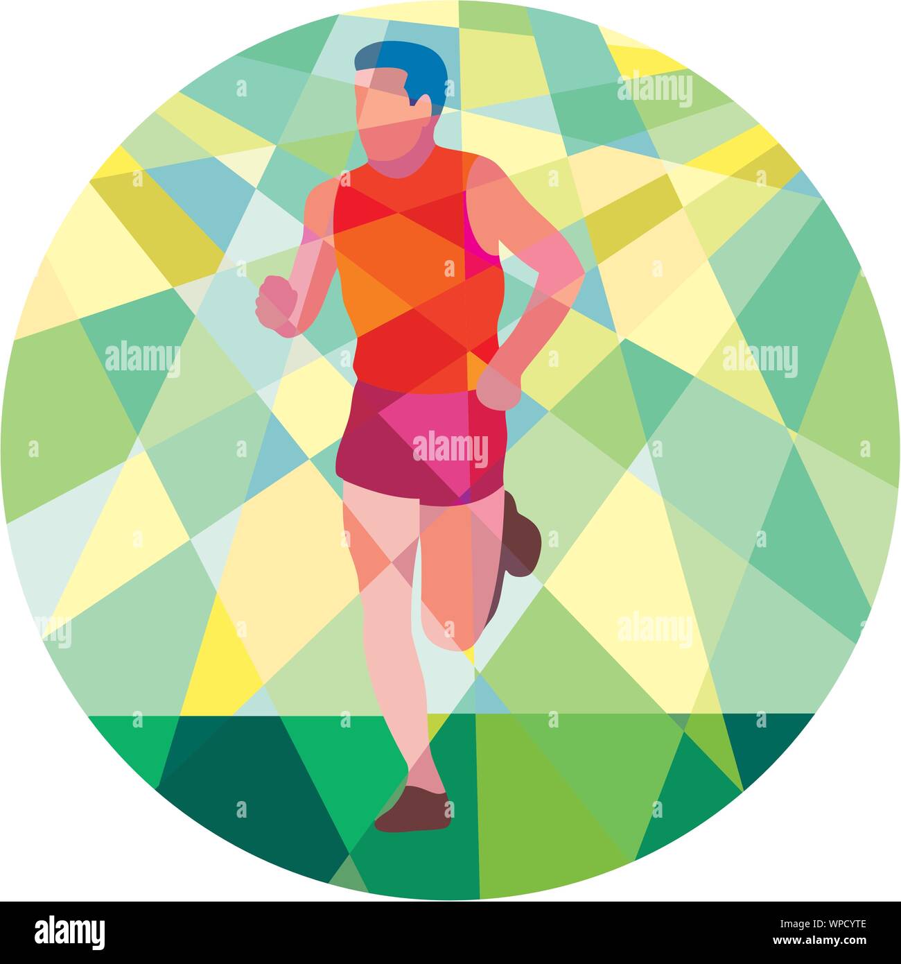 Marathon Runner Running Circle Low Polygon Stock Vector Image & Art - Alamy