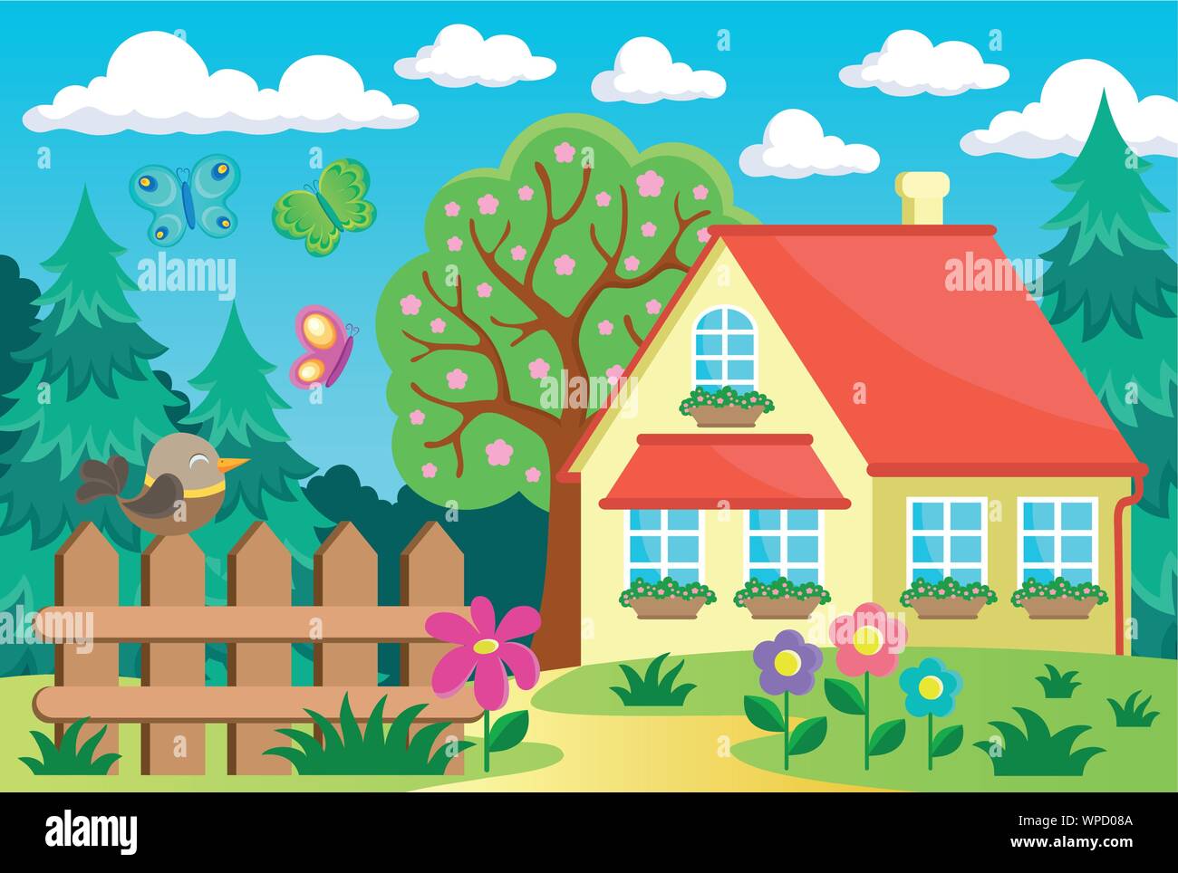 Garden and house theme background 1 Stock Vector Image & Art - Alamy