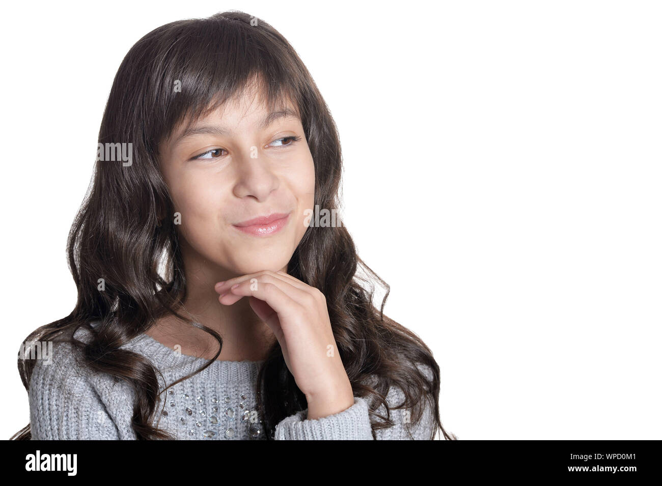 Portrait of cute girl isolated on white background Stock Photo - Alamy