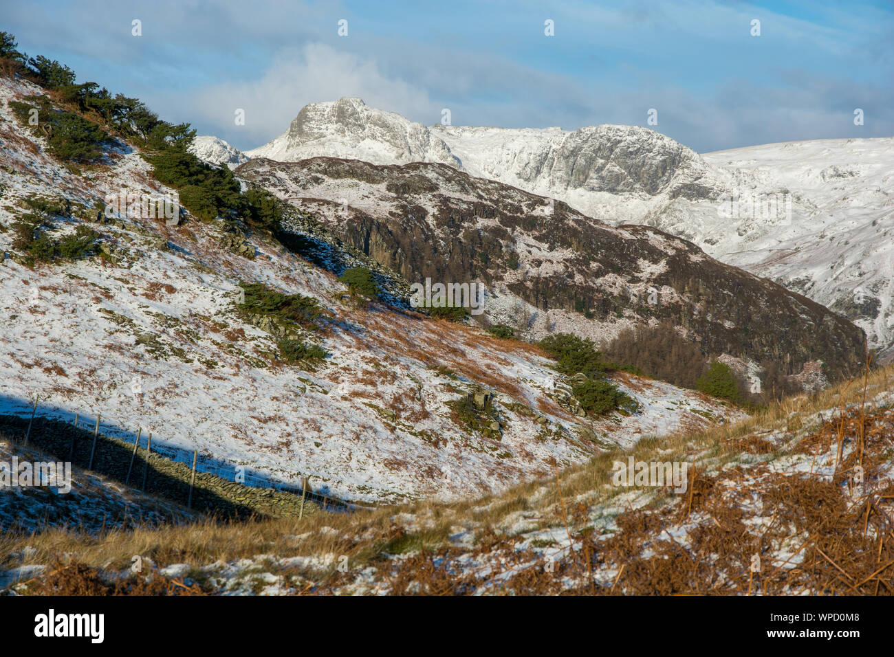 Snow Covered Lakeland Fells and Mountains around the Langdale Valley on ...