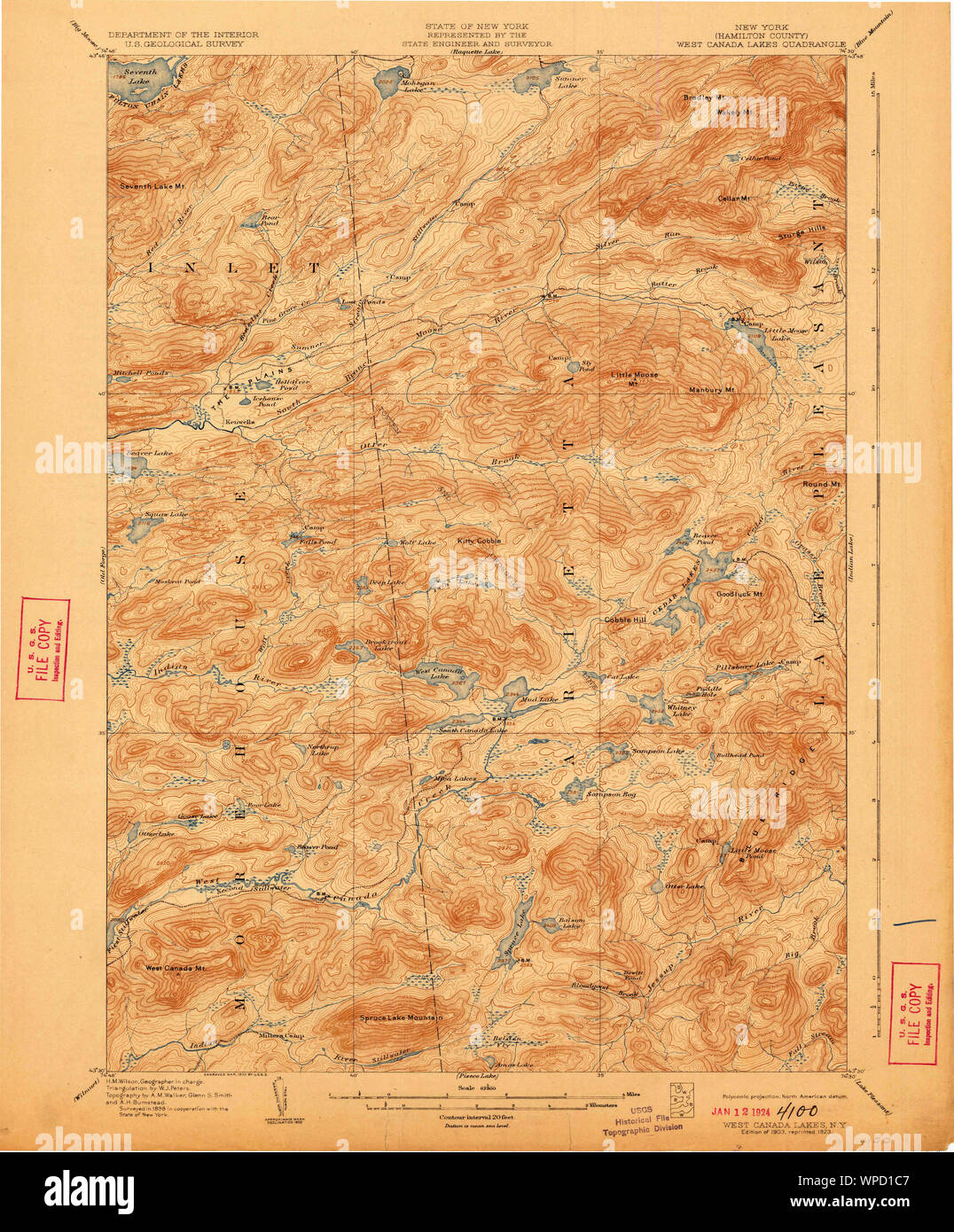 New York NY West Canada Lakes 144443 1903 62500 Restoration Stock Photo ...