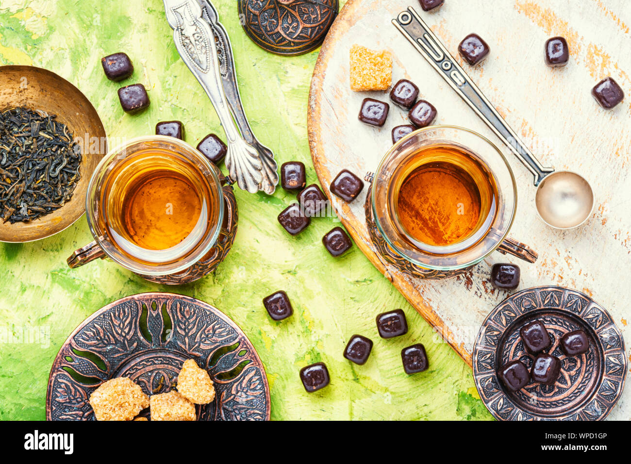 Eastern tea in traditional glasse.Eastern tea concept Stock Photo - Alamy