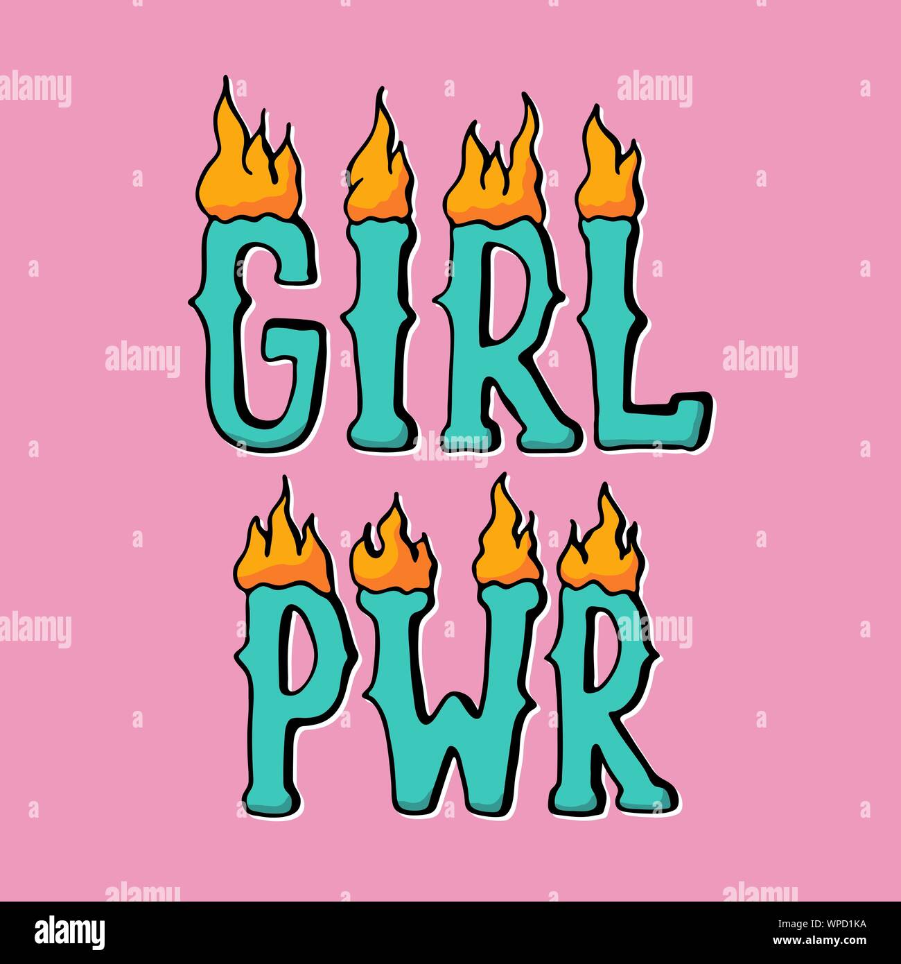 Girly feminist slogan with hand drawn lettering Girl power. Female ...