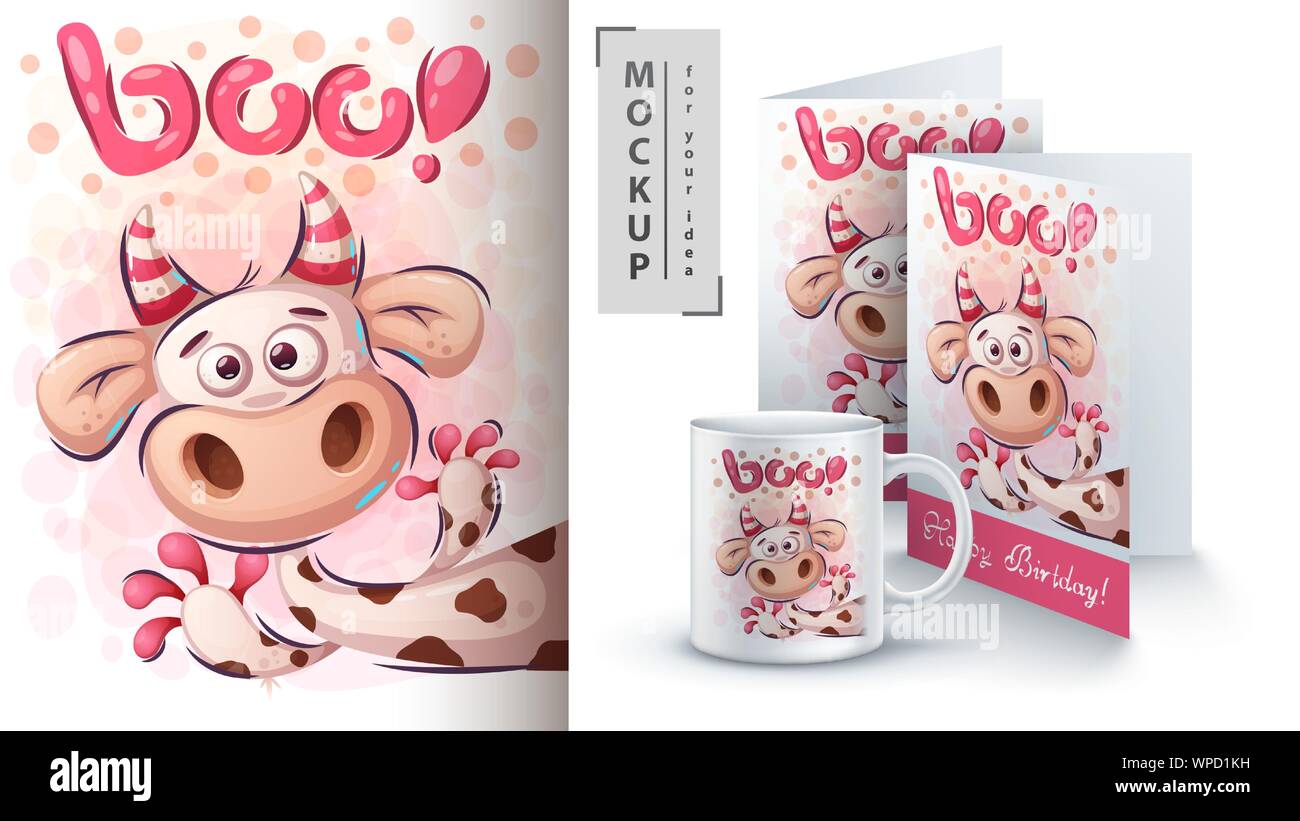 Cute cow poster and merchandising Stock Vector Image & Art - Alamy