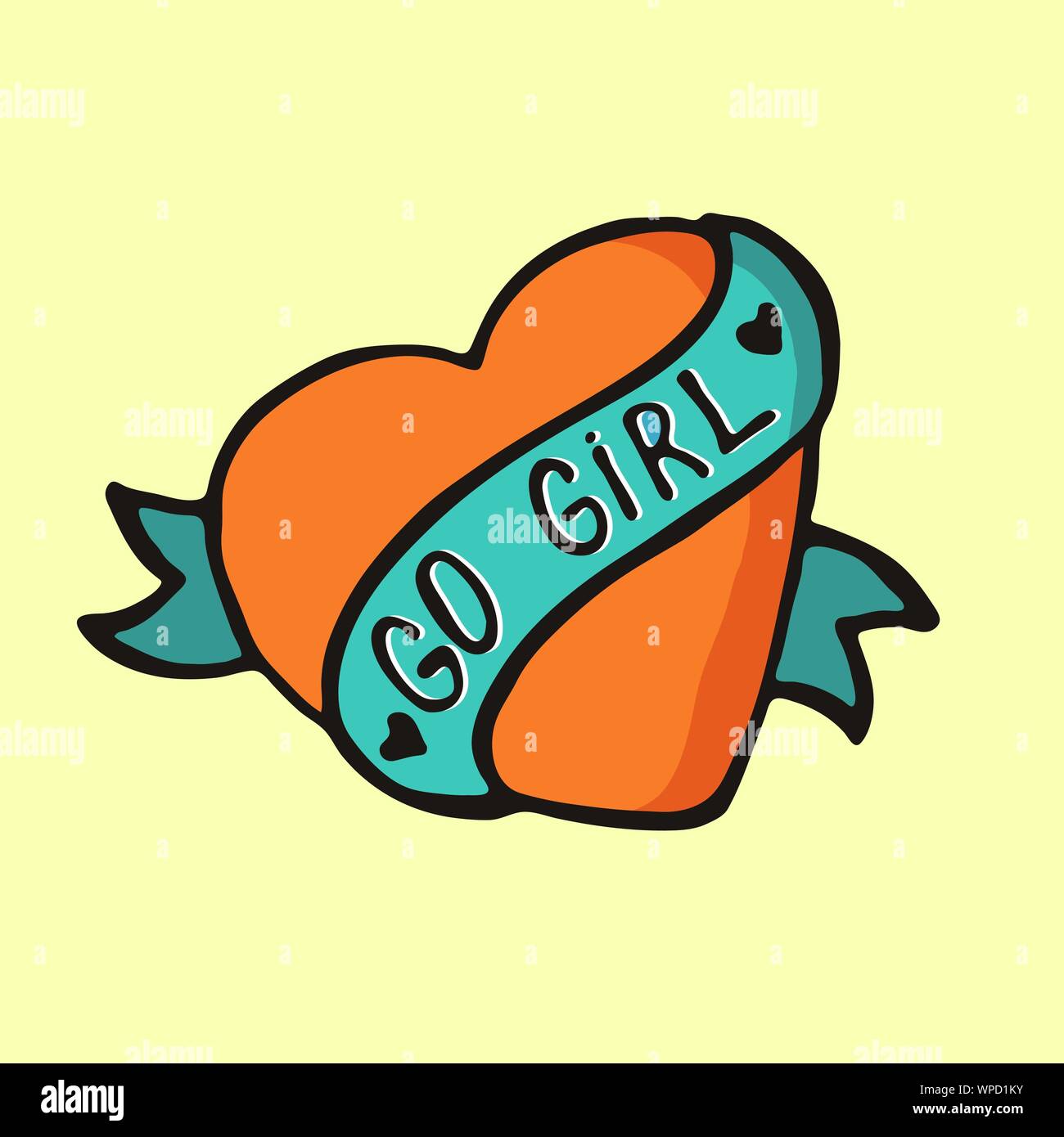 Girly feminist slogan with hand drawn lettering Go Girl. Female ...