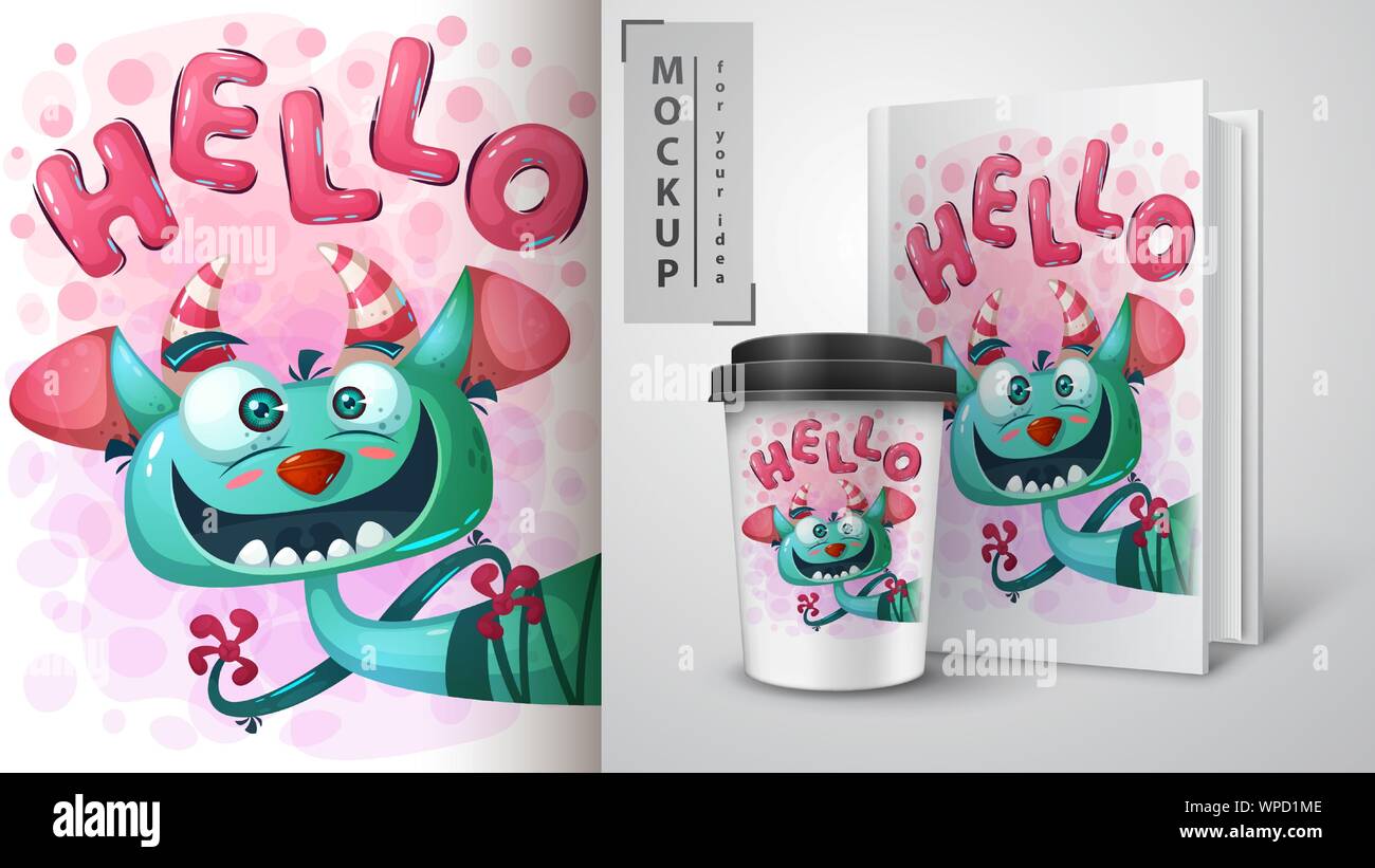 Cute monster poster and merchandising Stock Vector Image & Art - Alamy