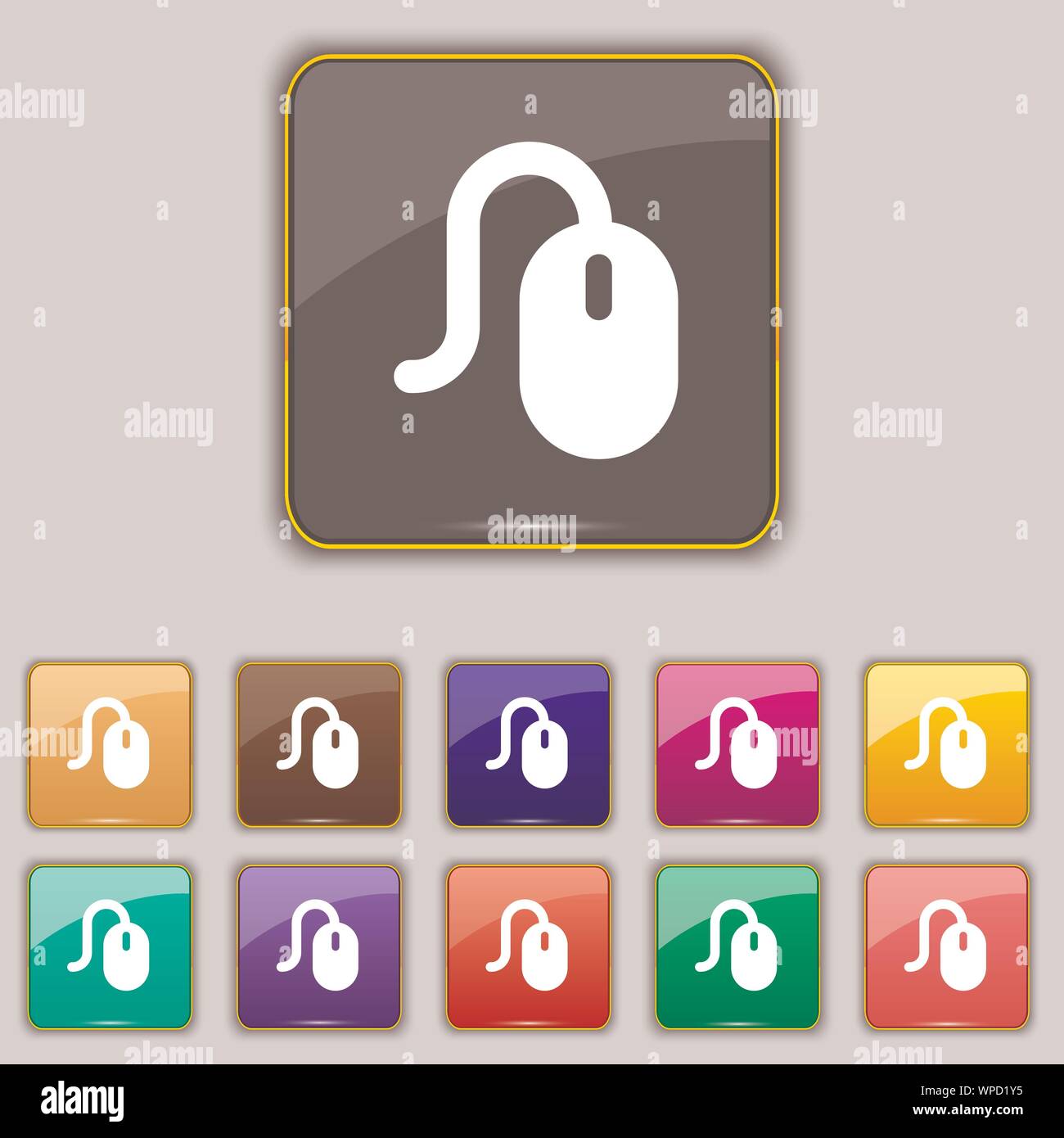 Computer mouse icon sign. Set with eleven colored buttons for your site ...