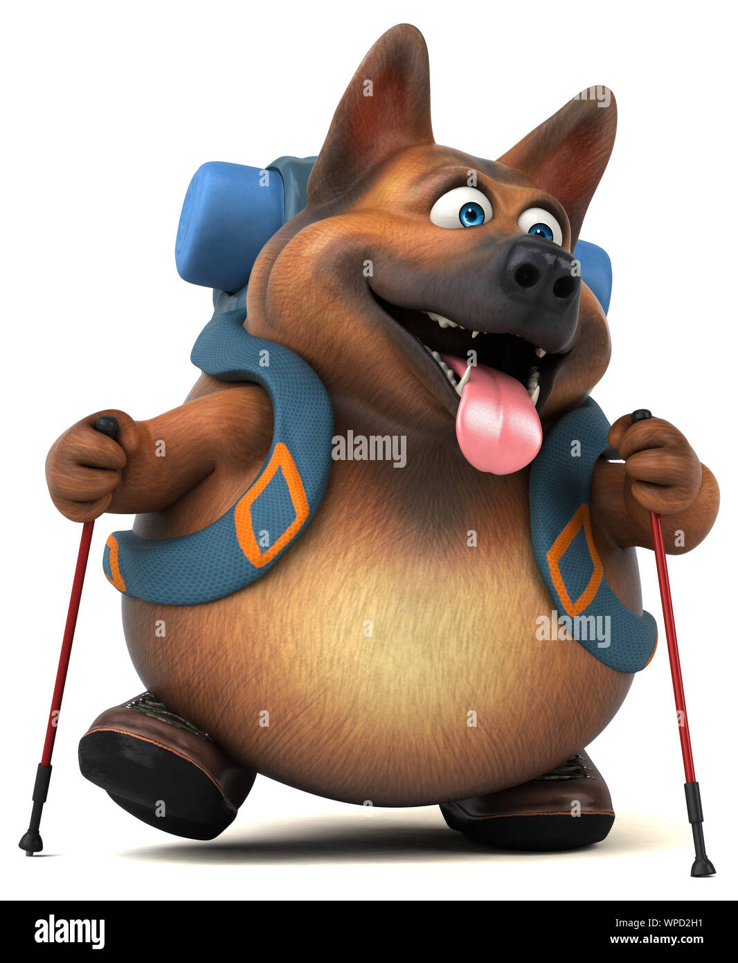 Fun backpacker german shepherd dog cartoon character Stock Photo - Alamy