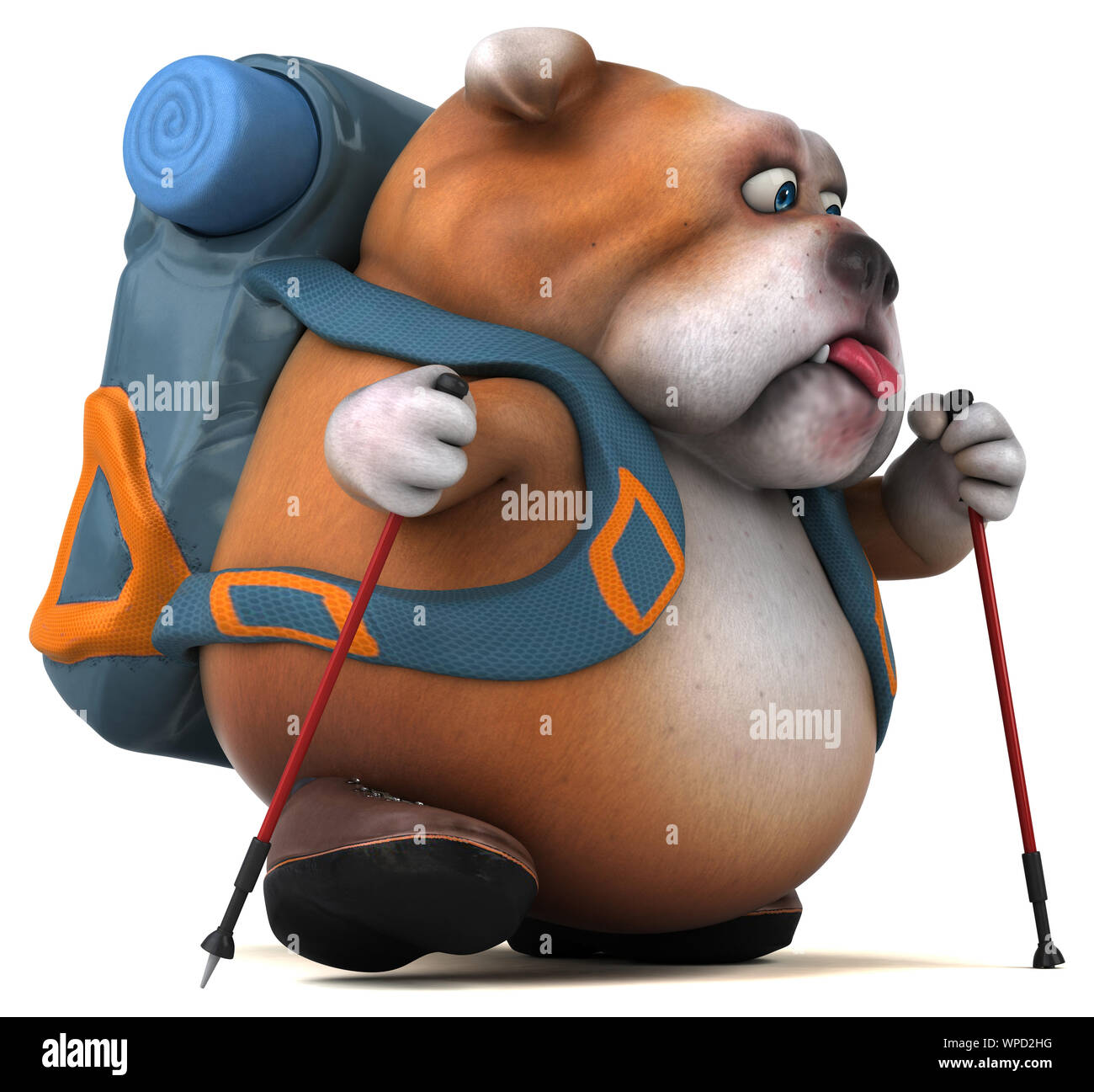 Fun backpacker bulldog cartoon character Stock Photo - Alamy