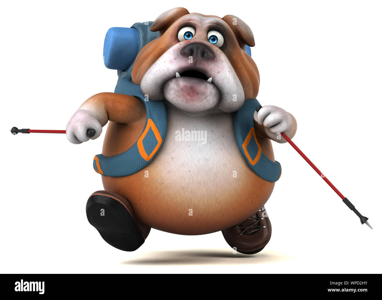 Fun backpacker bulldog cartoon character Stock Photo - Alamy