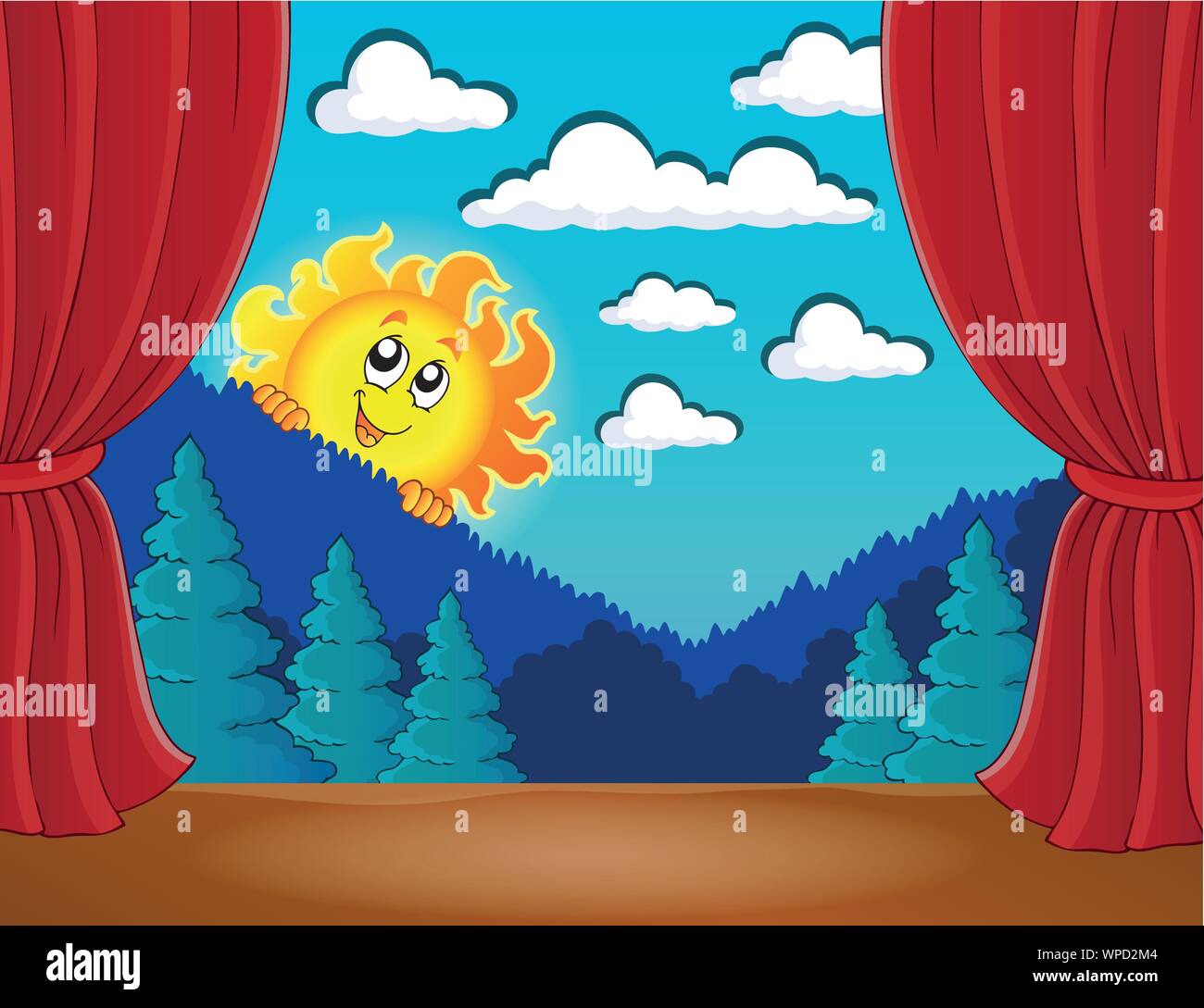 Stage with happy sun 3 Stock Vector Image & Art - Alamy