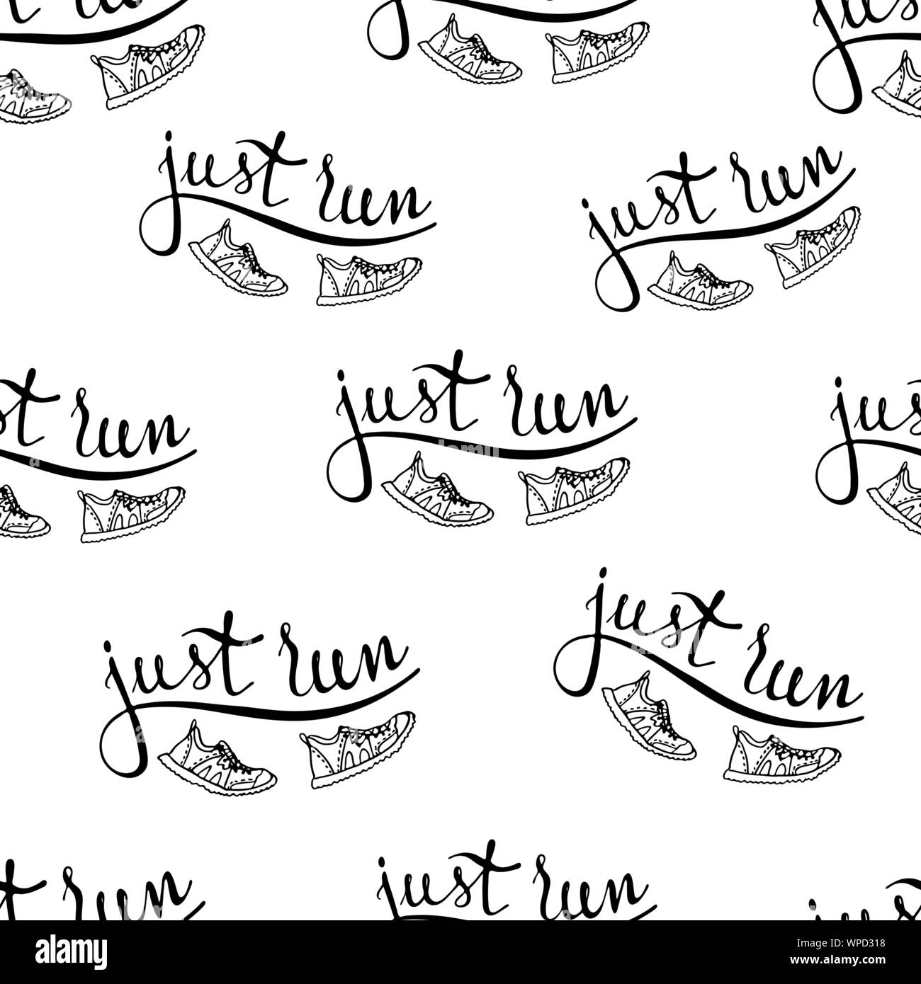 Run motivation background. Seamless sport pattern. Vector illustration ...