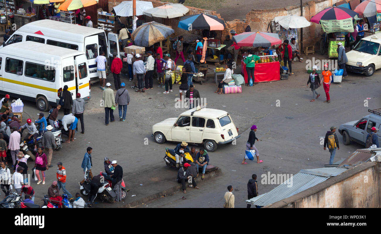 Antananarivo, Madagascar - July 22, 2019: Busy streets during a typical ...