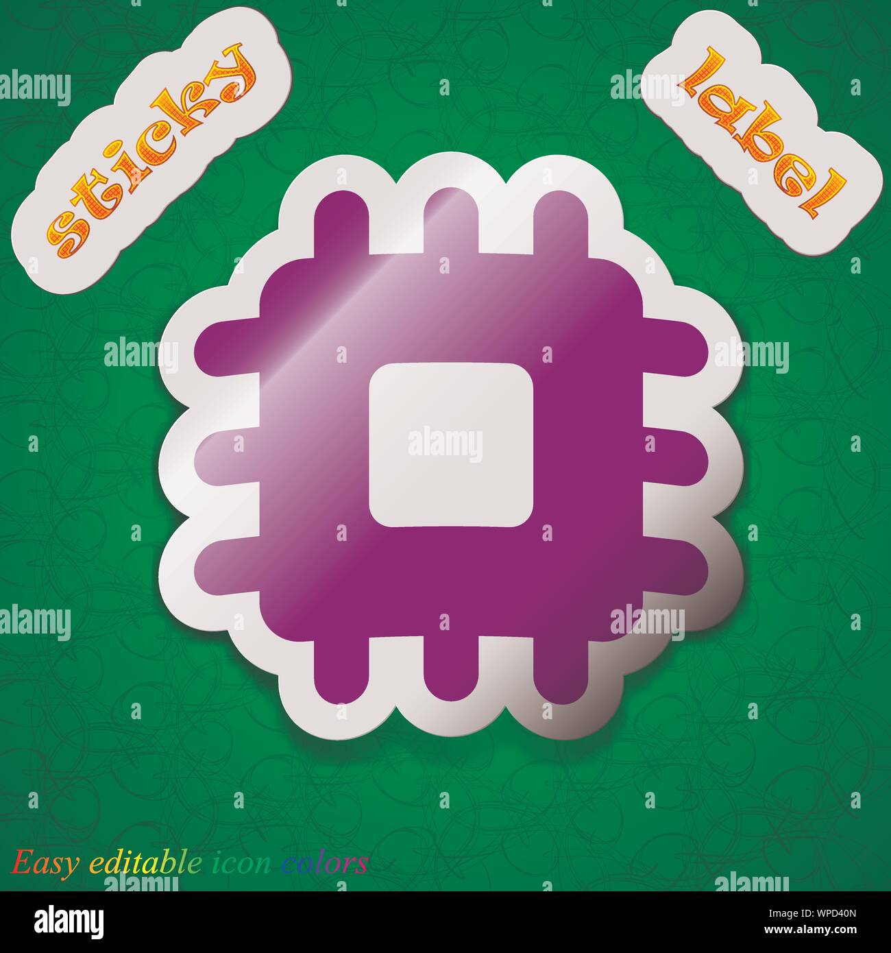Central Processing Unit icon sign. Symbol chic colored sticky label on ...