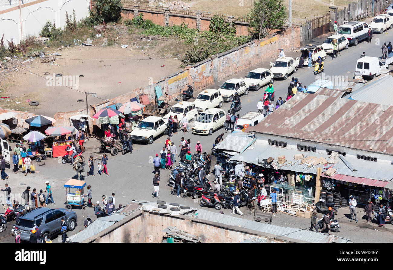 Antananarivo, Madagascar - August 5, 2019: Busy streets during a ...