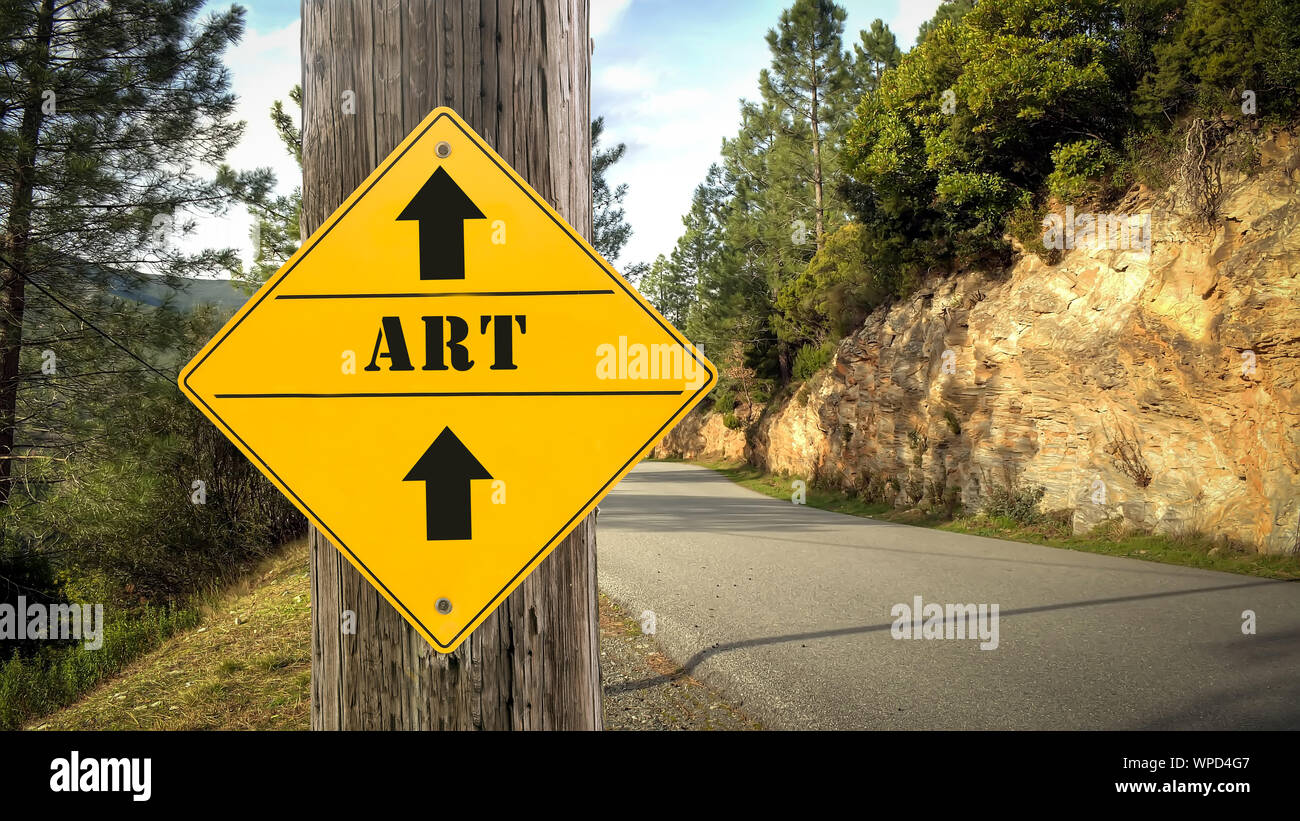 Street Sign the Direction Way to Art Stock Photo - Alamy