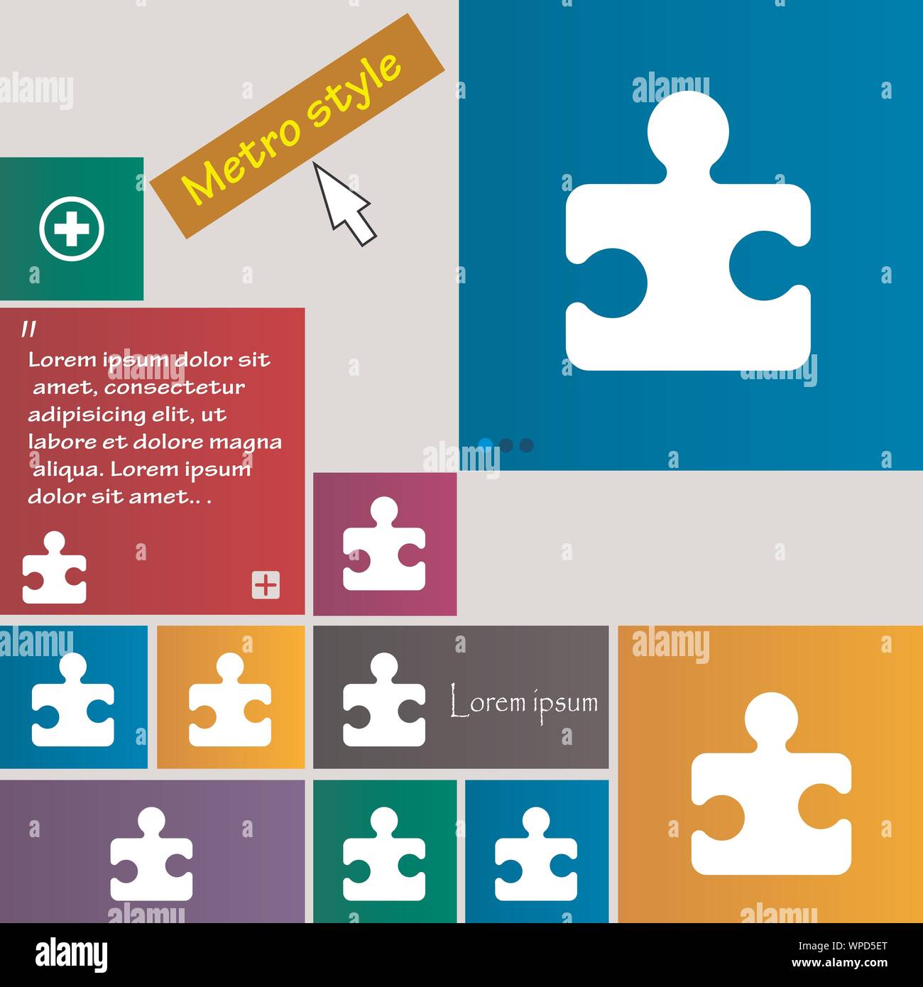 Puzzle piece icon sign. Metro style buttons. Modern interface website ...